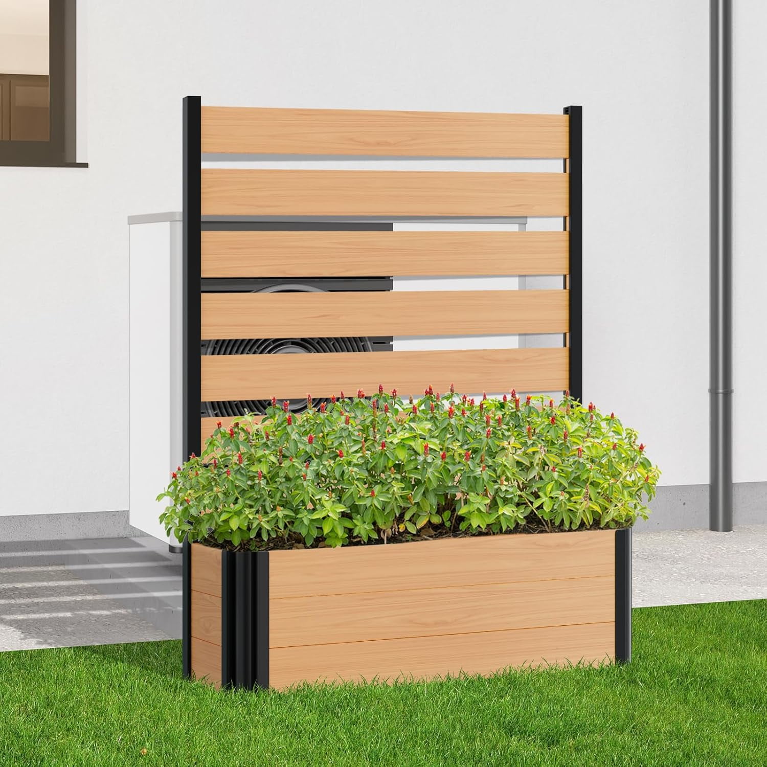 Outside Fence Privacy Screen Panels with Planter Box, 36" W x 45" H ...