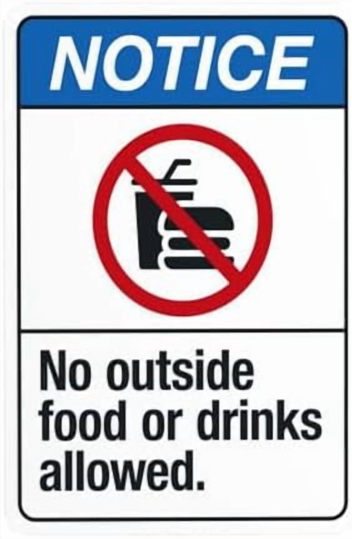 No Outside Food Or Drinks Allowed Warning Signs, Door Metal Signs for ...