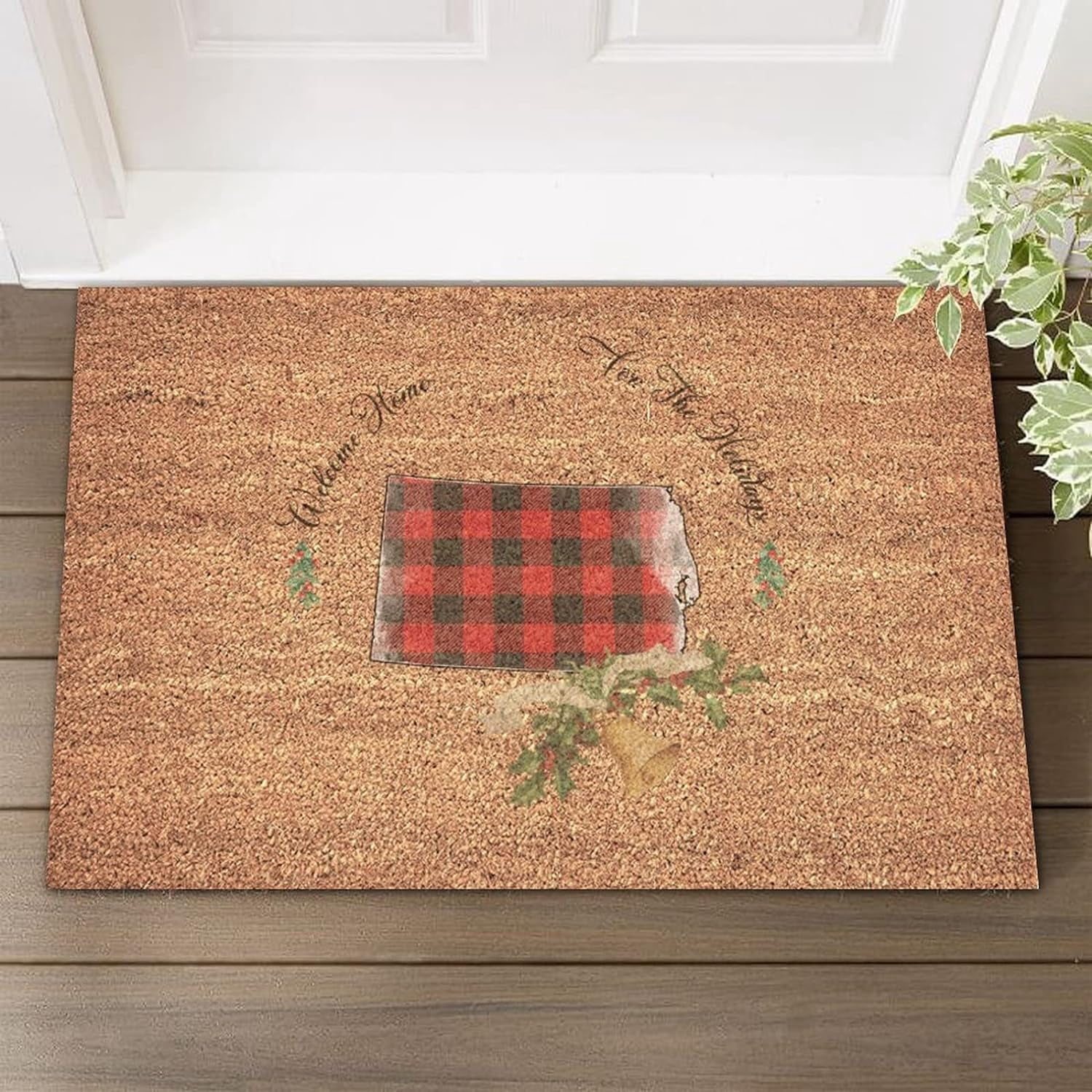 Outside Front Door Mat US State Buffalo Check Plaid Cut Out Outline ...