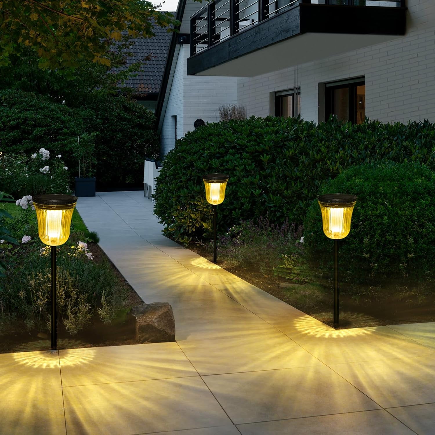 Outside Lights for Yard 6 Pack, Super Bright Solar Pathway Lights ...