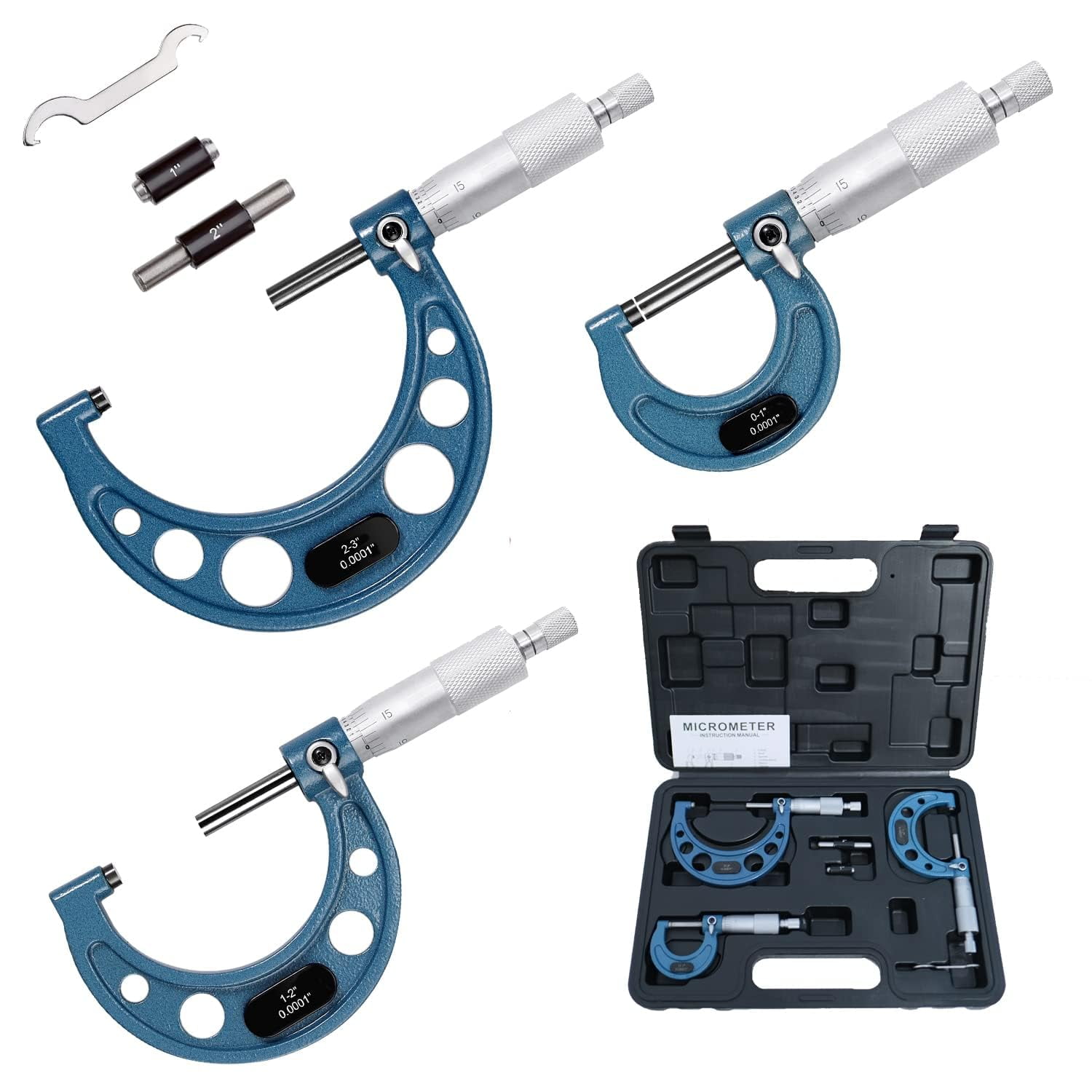 Outside Micrometer Set, HDLNKAK 0-3" Machinist Micrometer, 3 Pcs ...