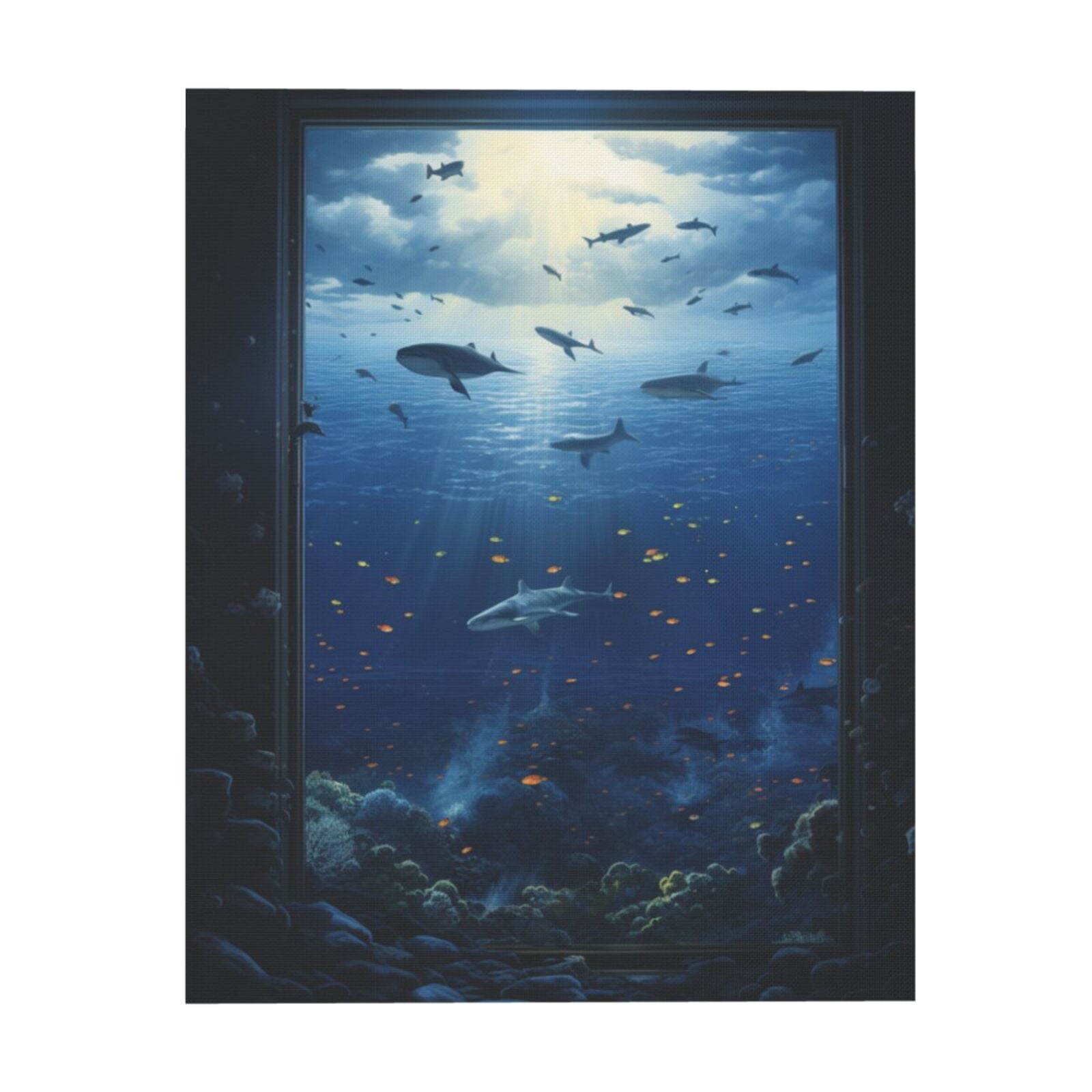 Outside An Open Window, The Sea Steals Light As Whales And Various Fish ...