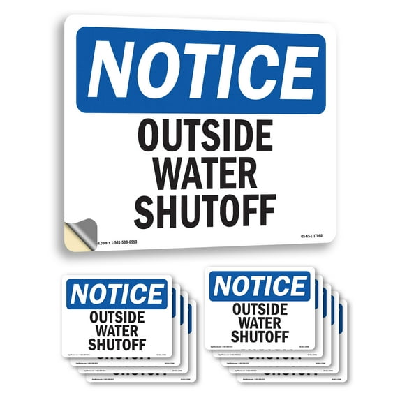 Outside Water Shutoff OSHA Notice Vinyl Decal Label 18 Inch x 12 Inch ...