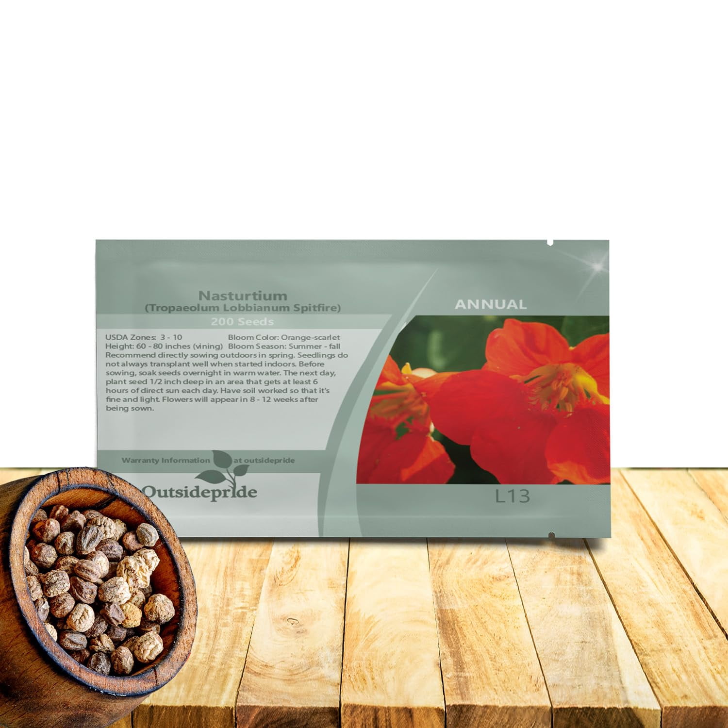 Outsidepride Orange Spitfire Nasturtium Seeds - ZLK1 200 Pcs Annual ...