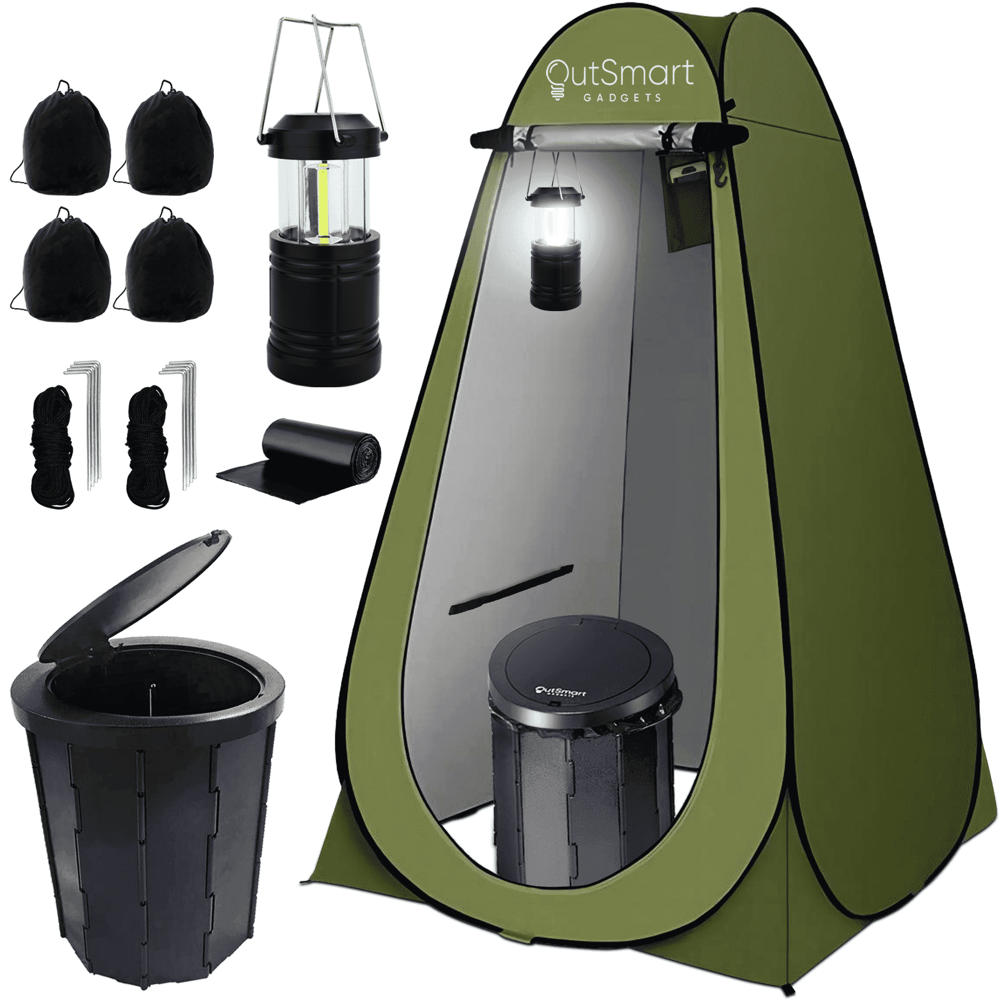 Outsmart Gadgets Outdoor Toilet Set: Tall Restroom, Foldable Potty ...