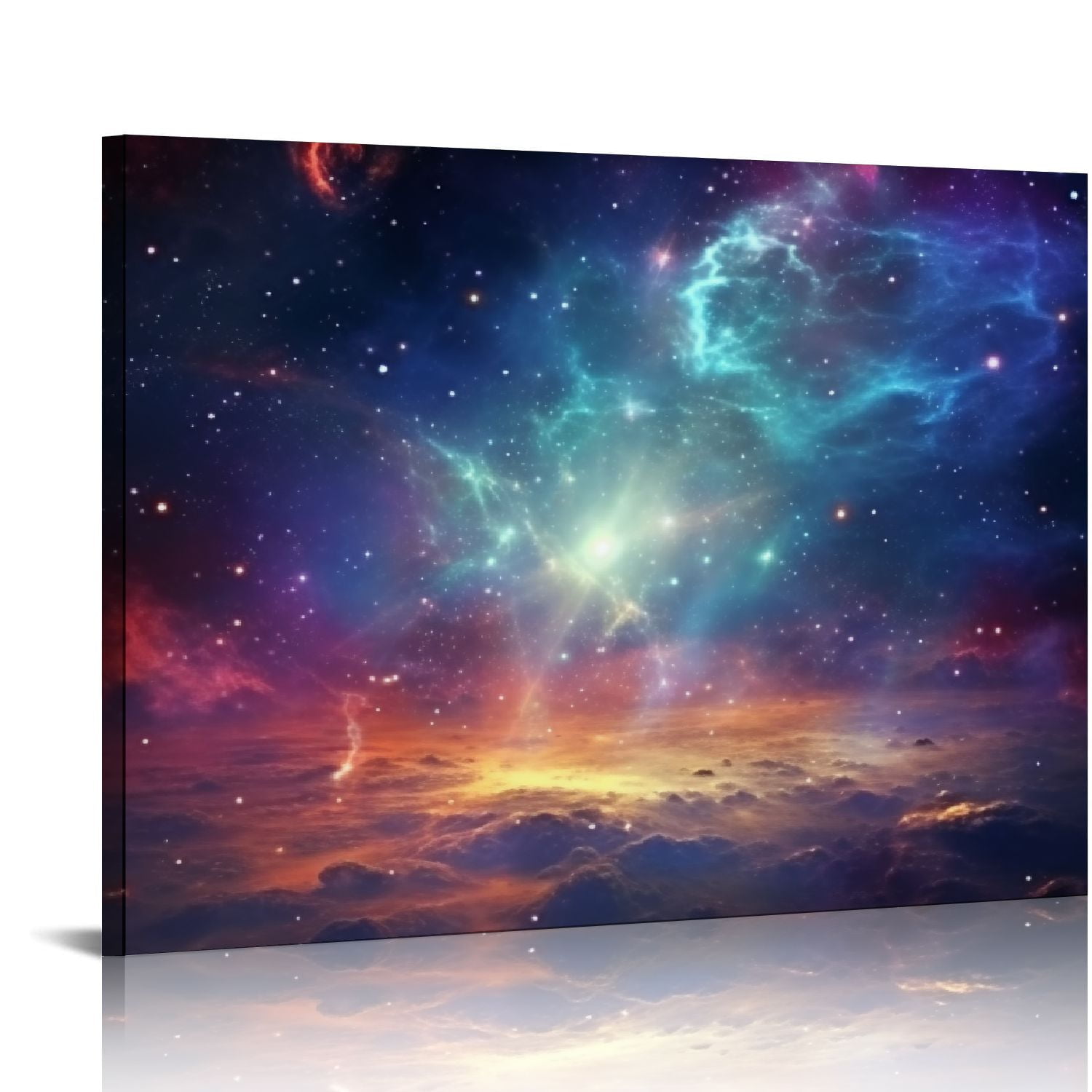 Outspace Nebula Canvas Wall Art/ Blue Galaxy Decor Framed Print Poster ...