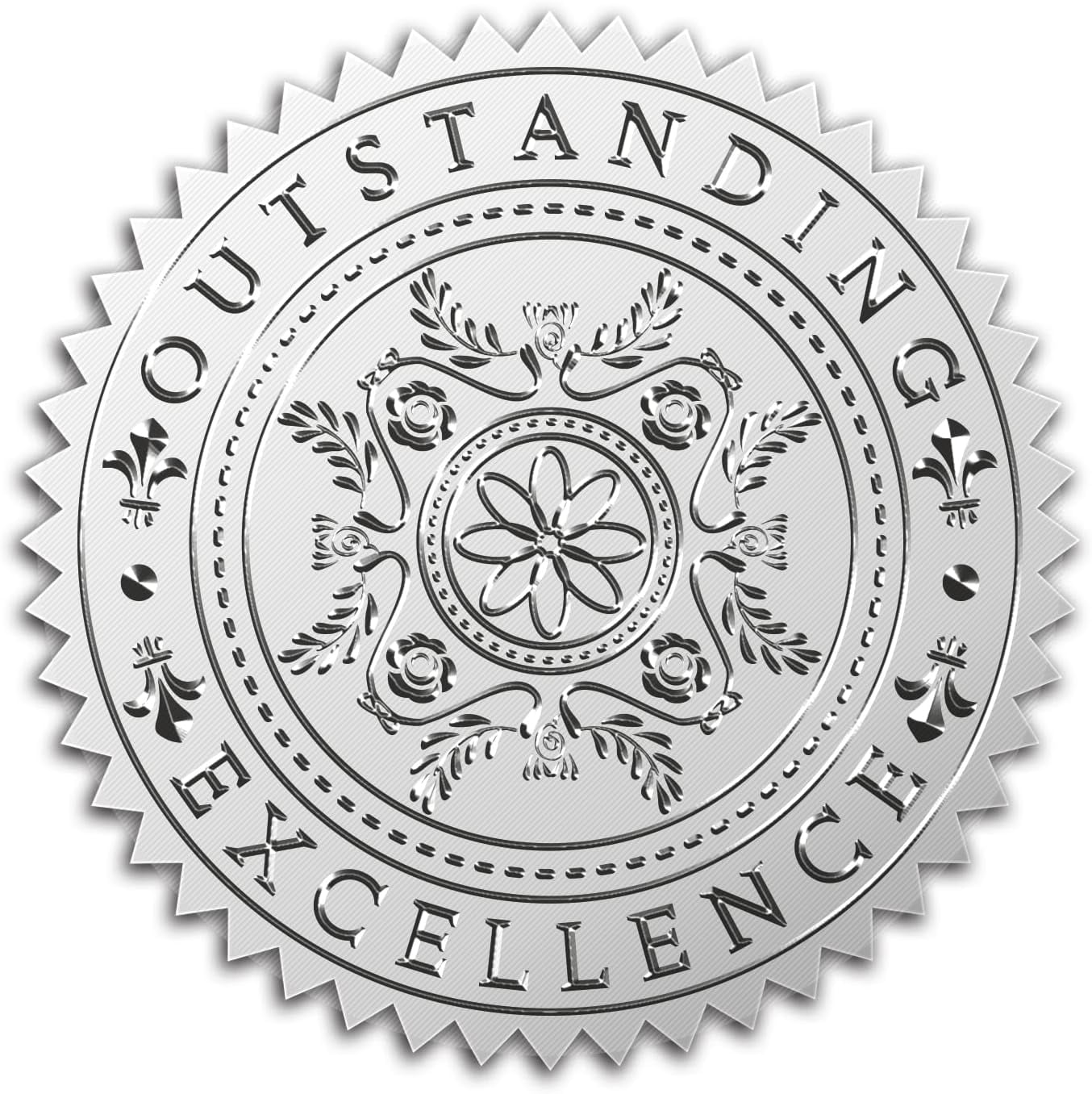 Outstanding Excellence Certificate Seals Silver 2" 100pcs Foil Embossed ...