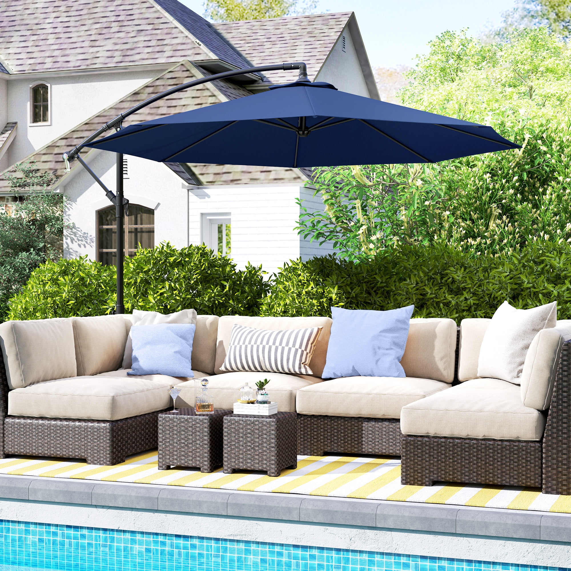 Outsunny 10' Cantilever Hanging Tilt Offset Patio Umbrella with UV ...