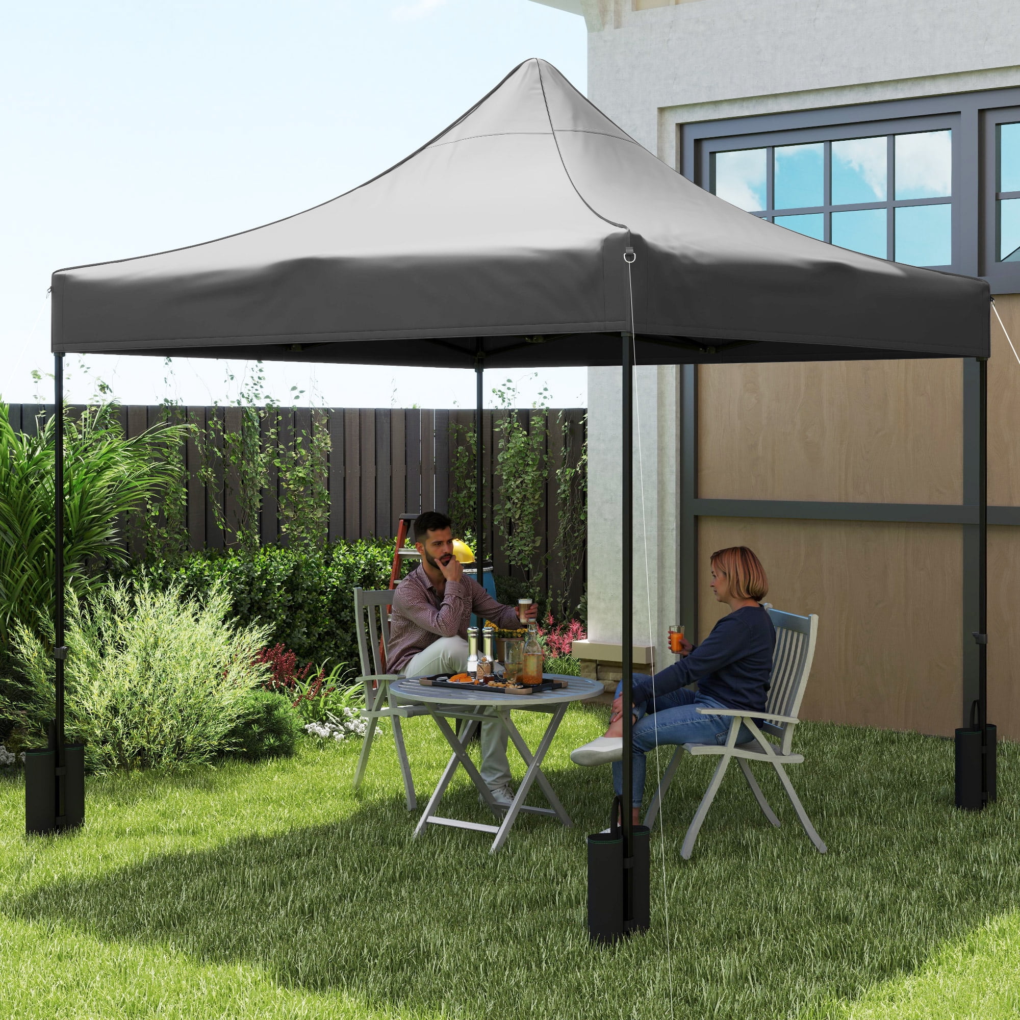 Outsunny 10' x 10' Canopy Cover with Weight Bags, UPF50+ Pop Up Canopy ...