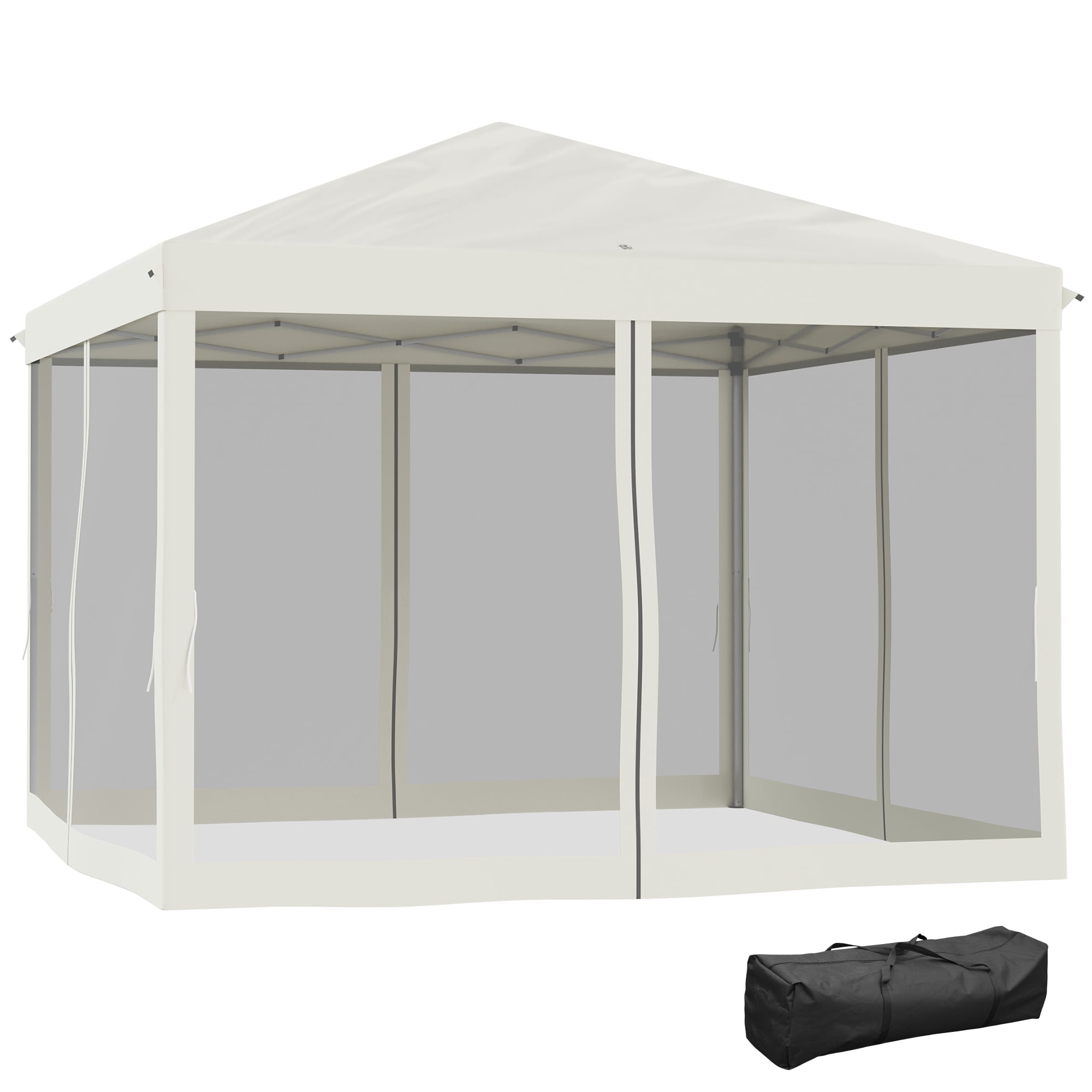 Outsunny 10' x 10' Pop Up Canopy Tent with Netting, Instant Gazebo, Ez ...