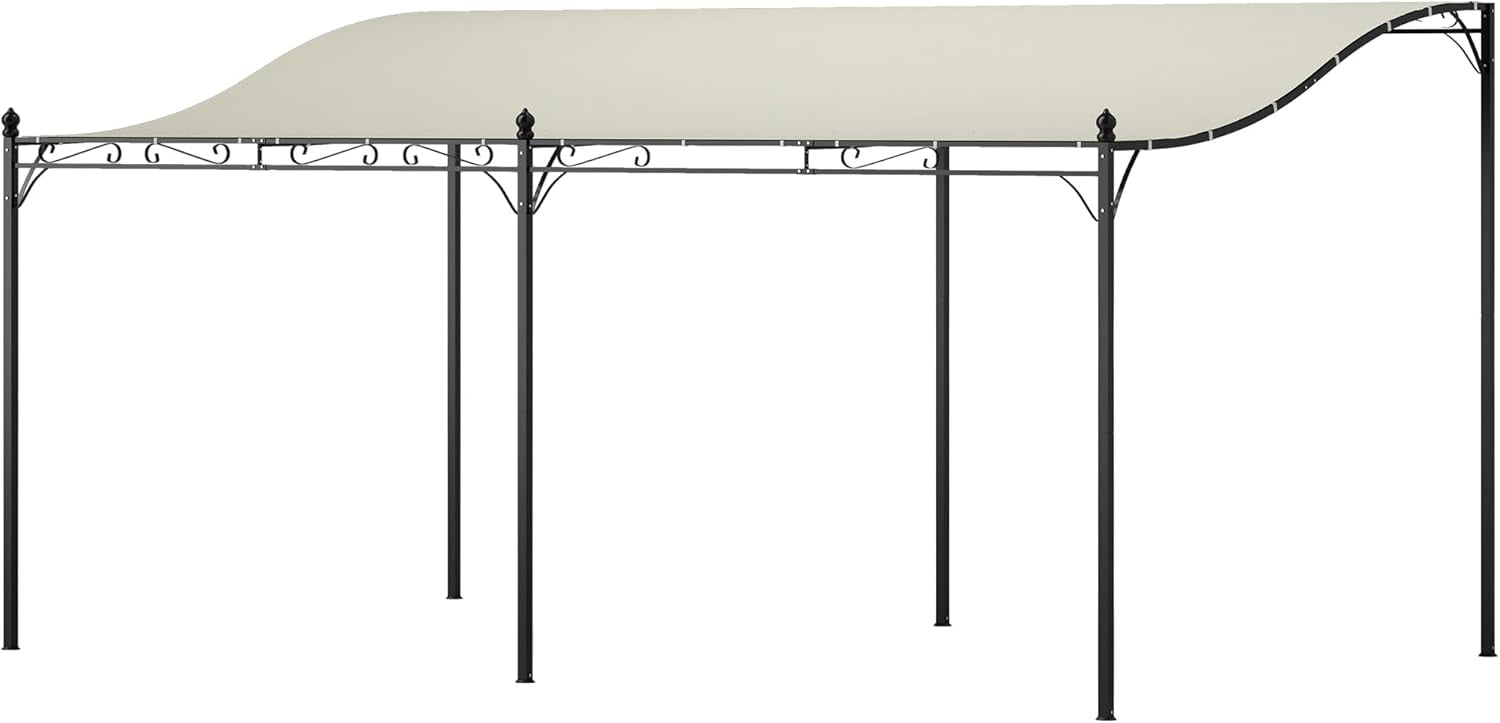 Outsunny 10' x 16' Outdoor Pergola Canopy, Wall-Mounted Metal Patio ...