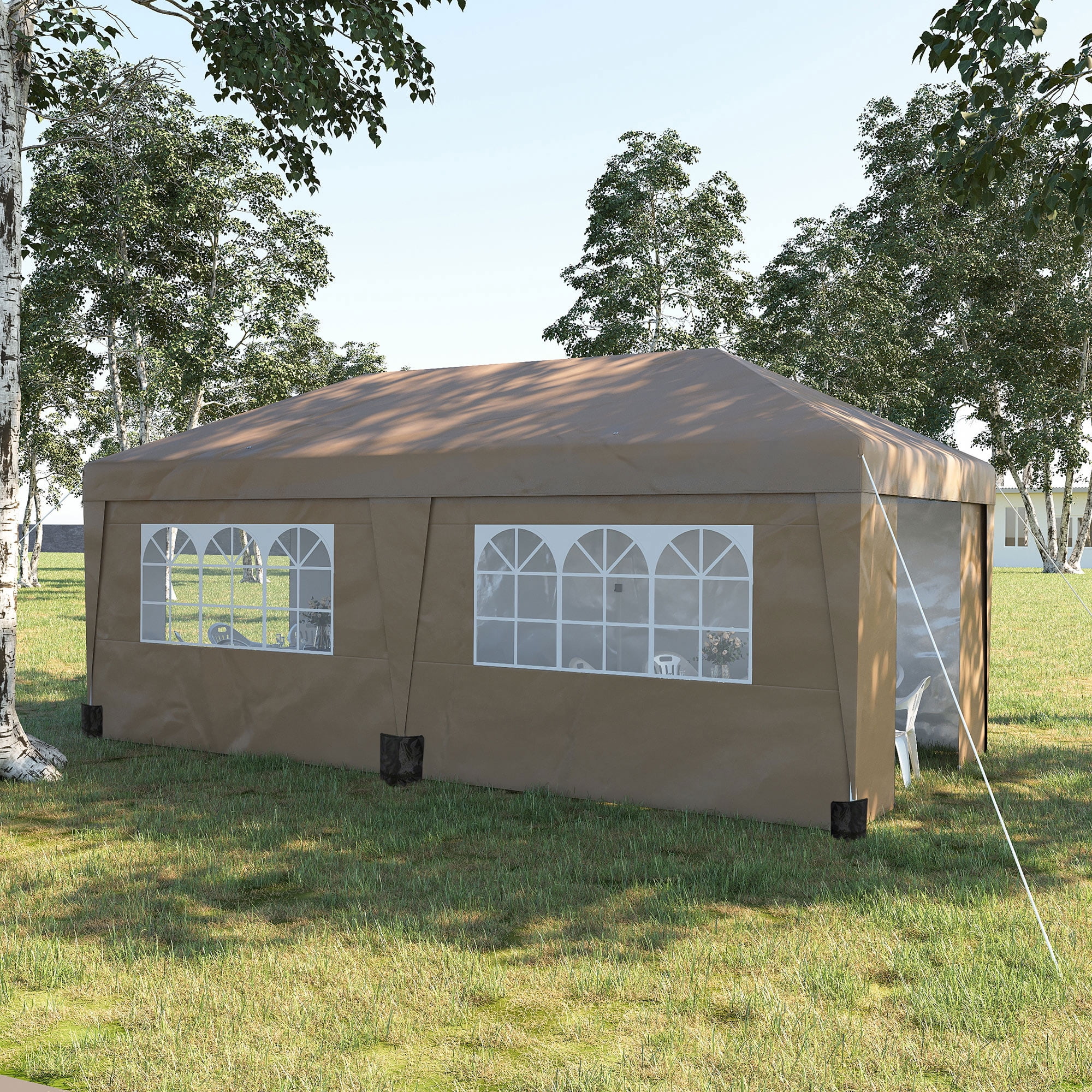 Outsunny 10' x 19.5' Large Party Tent, Height Adjustable Pop Up Canopy ...