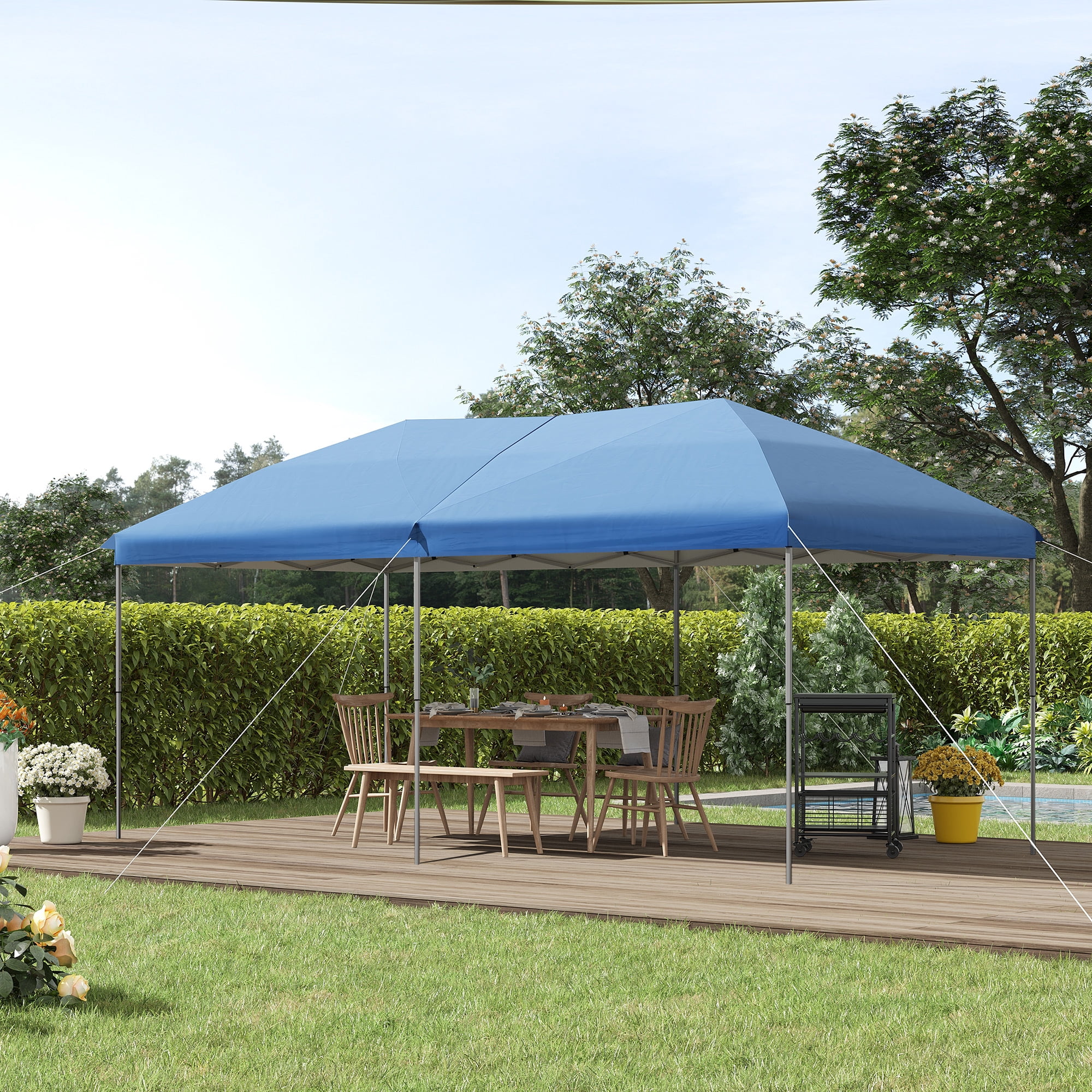 Outsunny 10' x 19' Pop Up Canopy with Easy Up Steel Frame, 3-Level ...