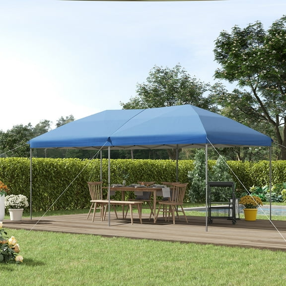 Outsunny 8' x 8' Pop Up Canopy Tent with Wheeled Carry Bag and 4 Sand ...