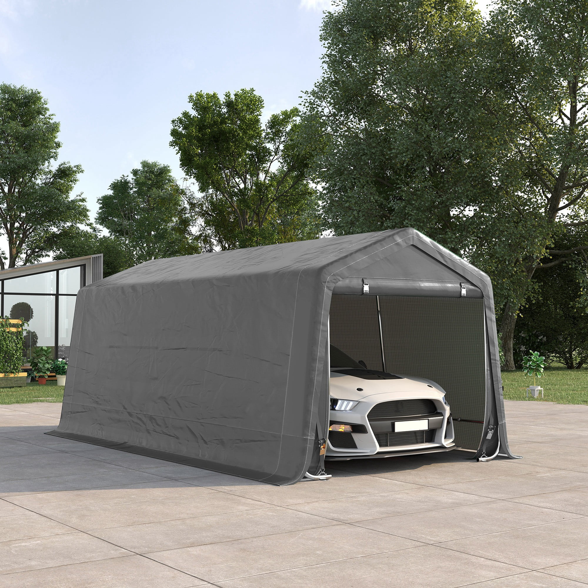 Outsunny Outdoor Heavy Duty Large Car Canopy Portable Garage 10'x20' w ...