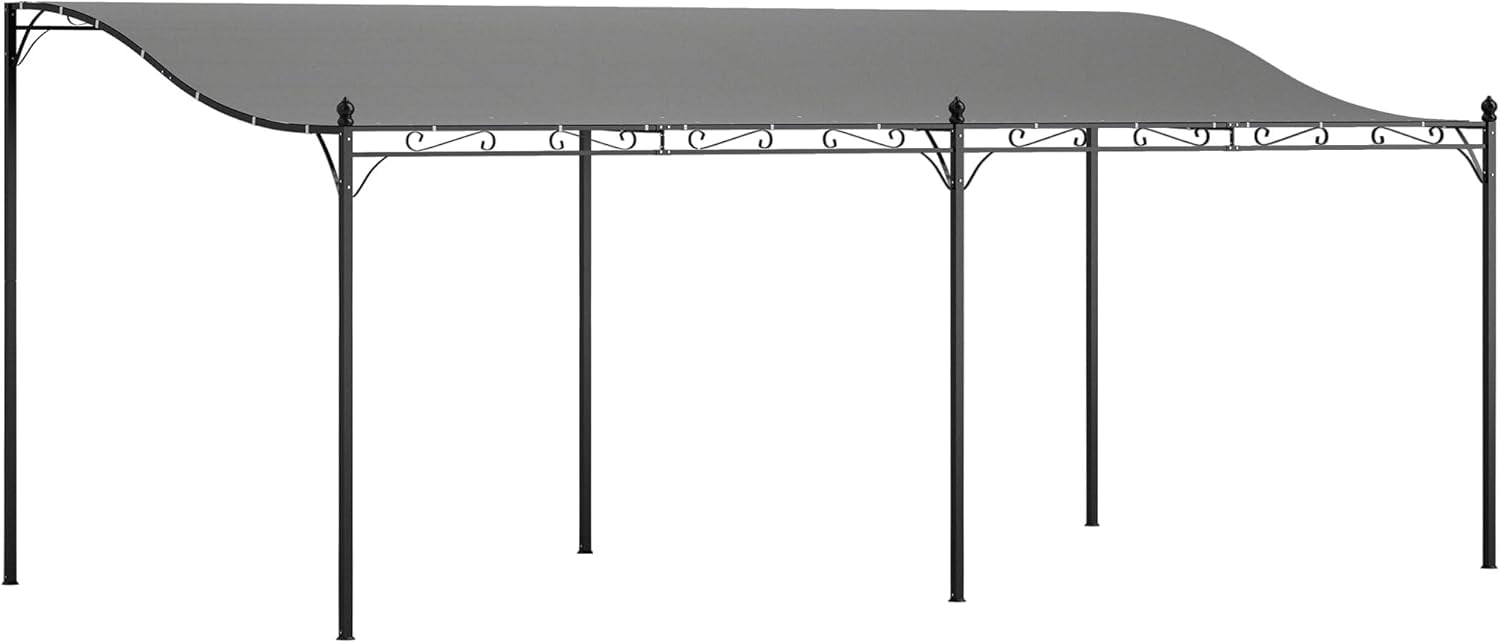 Outsunny 10' x 20' Outdoor Pergola Canopy, Wall-Mounted Metal Patio ...