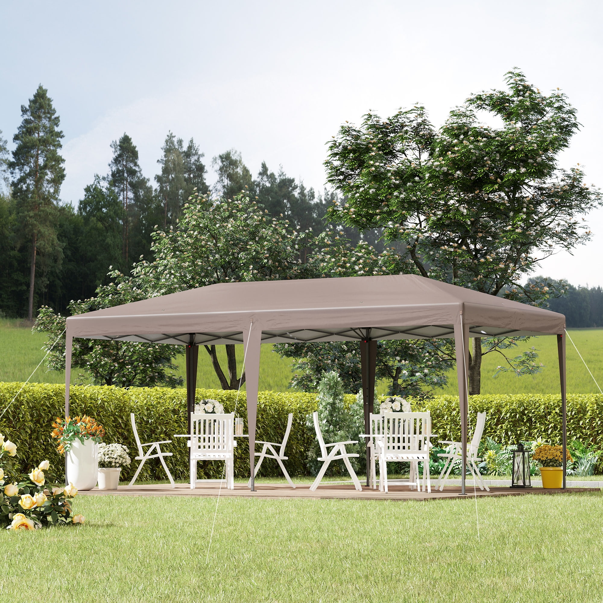 Outsunny 10'x20' Pop Up Canopy Tent, Outdoor/Backyard/Event Gazebo with ...