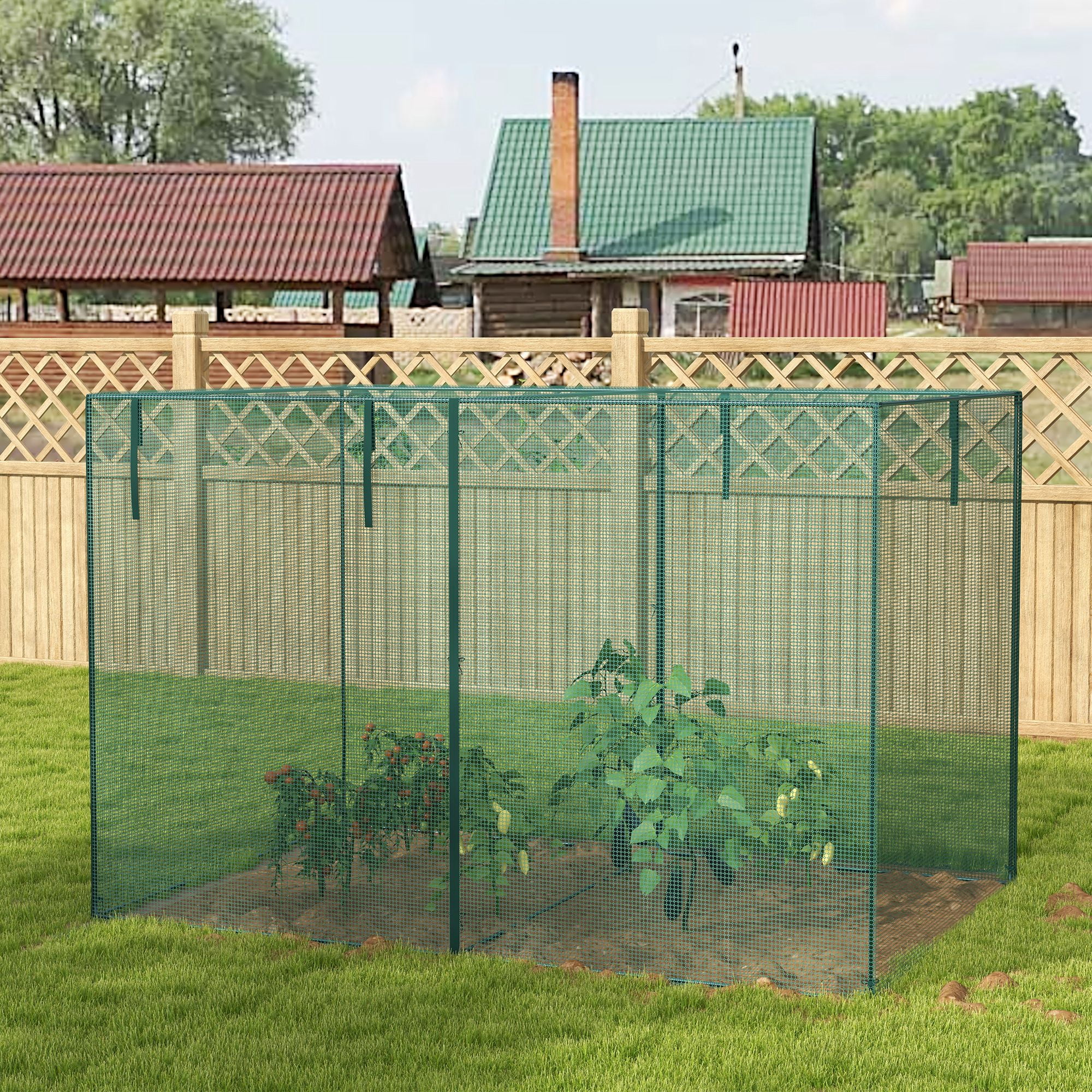 Outsunny 10 x 6.5ft Crop Cage, Double Doors Plant Protection Tent ...