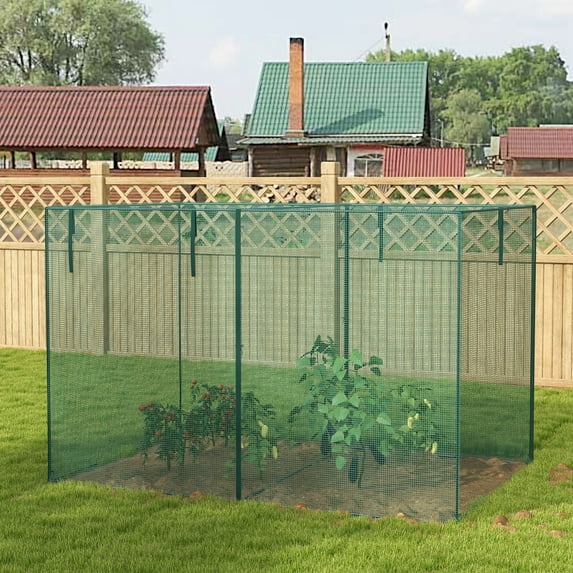 Outsunny 10 x 6.5ft Crop Cage, Double Doors Plant Protection Tent ...