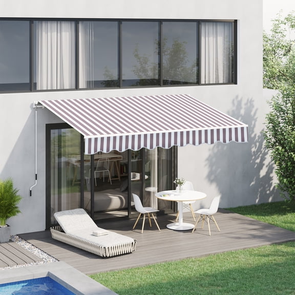 Outsunny, Manual Retractable Awning, 13' x 8', UV Protection Sun Shade ...