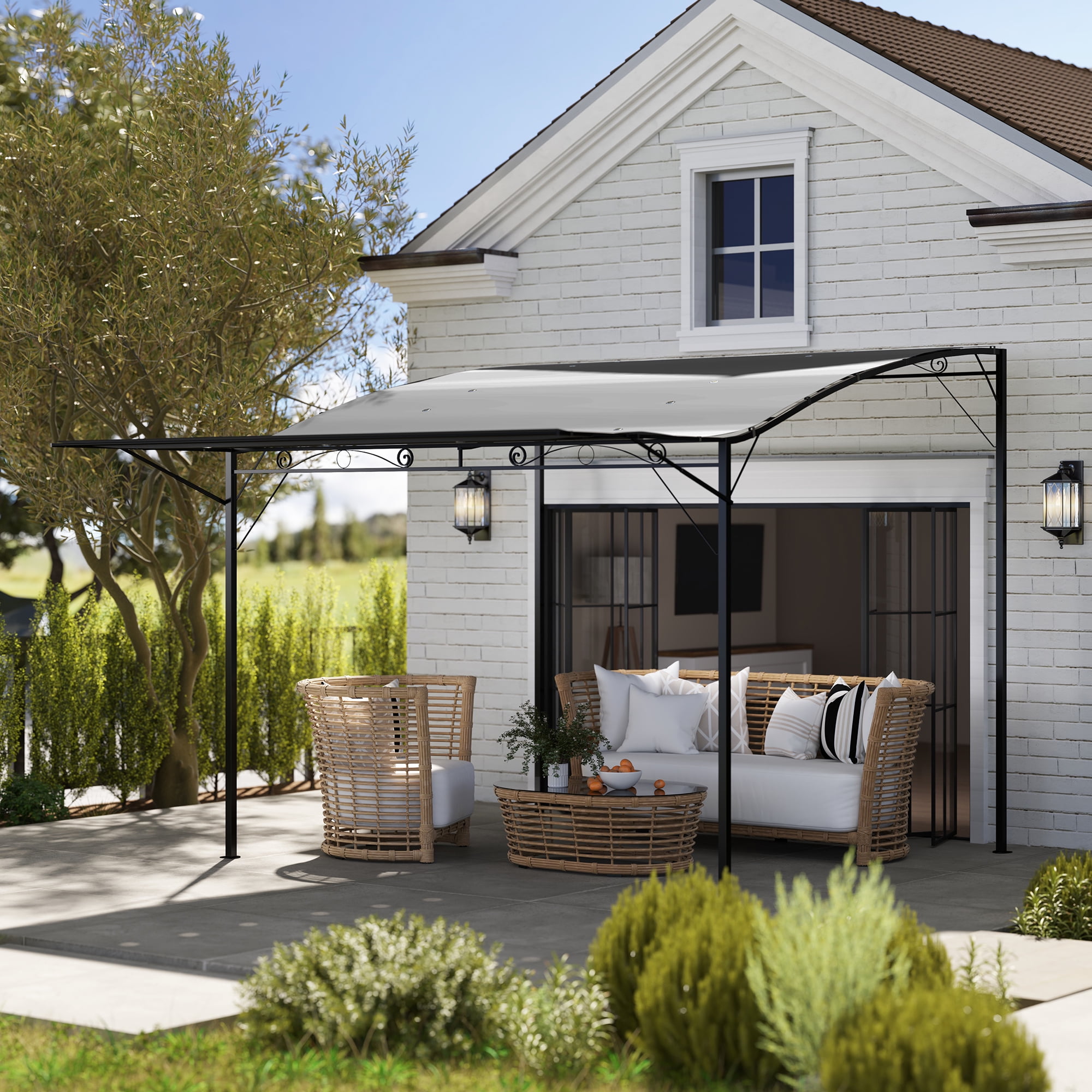 Outsunny 10' x 8' Outdoor Pergola and Patio Gazebo, Extendable Side ...