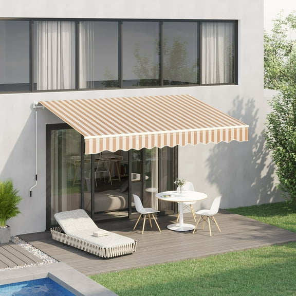 10' x 8' Retractable Awning, Patio Awnings, Sunshade Shelter w/Manual ...