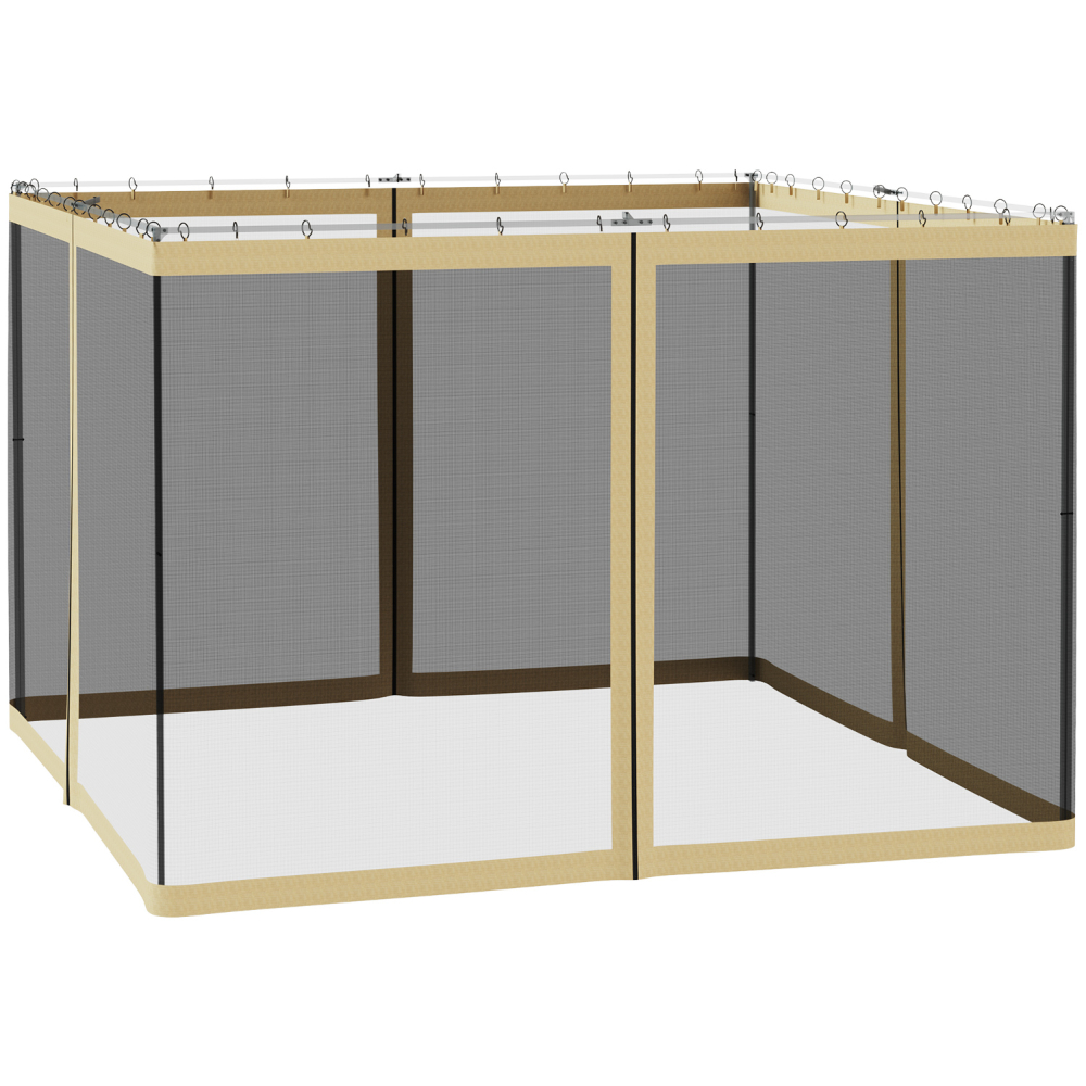 Outsunny 10x10 Gazebo Canopy Beige Mesh Sidewall Netting Shelter Cover ...