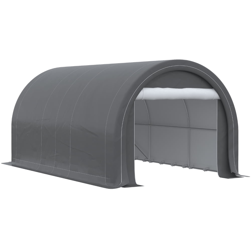 Outsunny 10x16 Portable Garage Tent Heavy Duty Anti-UV PE Canopy Gray ...