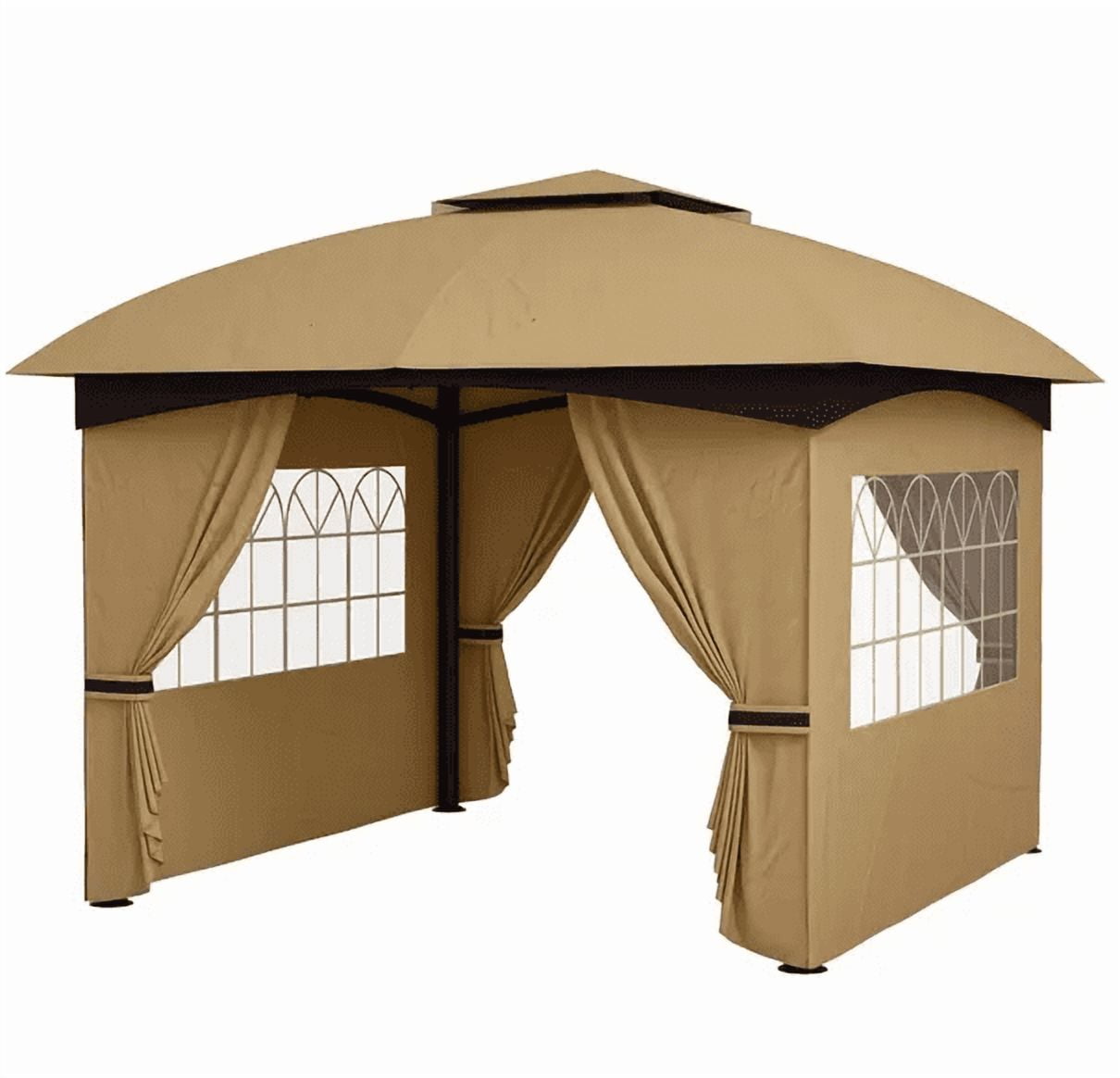 Outsunny 11‘ x 11‘ Outdoor Gazebo Double Roof Patio Gazebo with ...