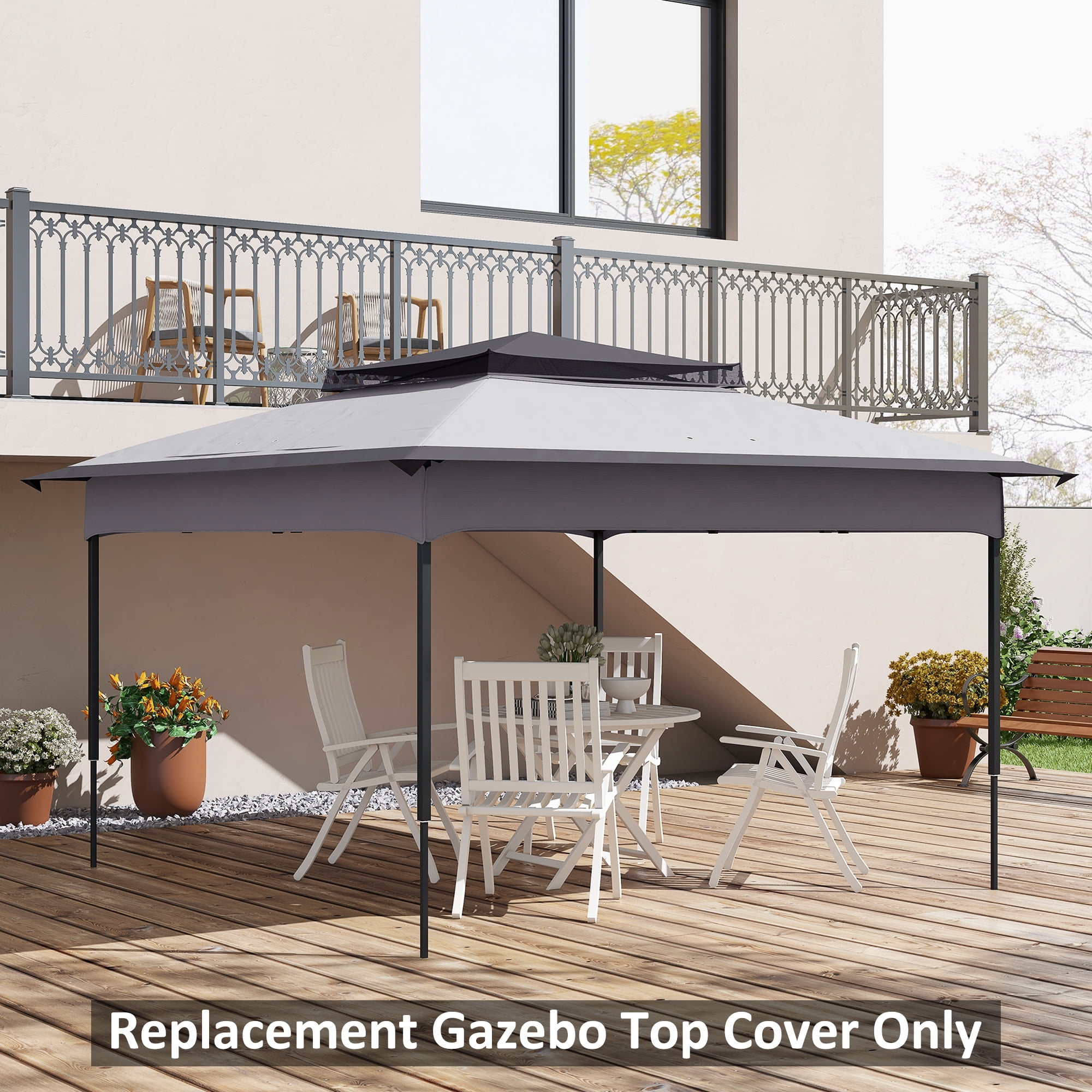 Outsunny Outdoor 11' x 11' 2-Tier Pop Up Canopy Replacement Top, 30+ UV ...