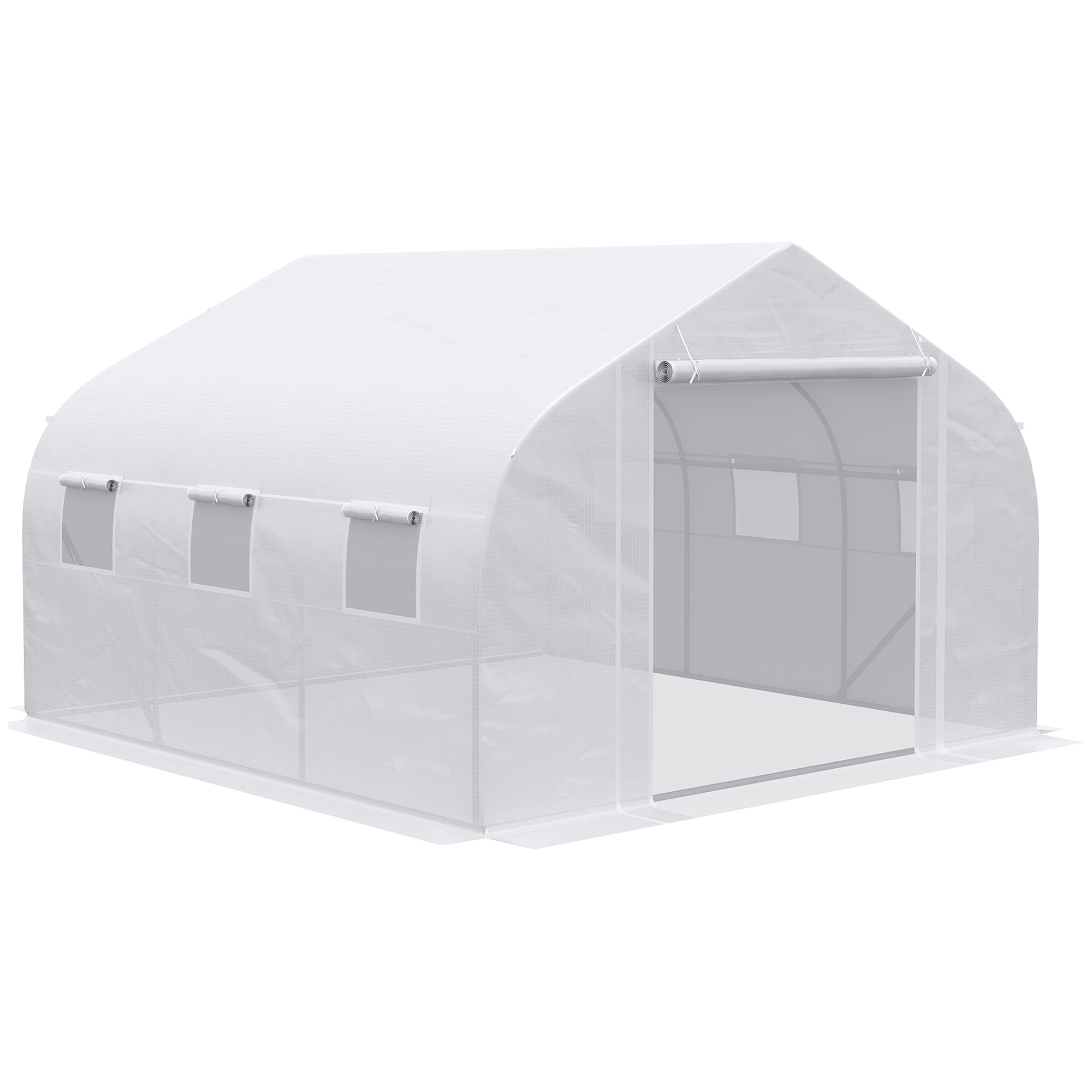 Outdoor Sheds Outsunny 12' x 10' x 7' Walk-in Greenhouse, Tunnel Green ...