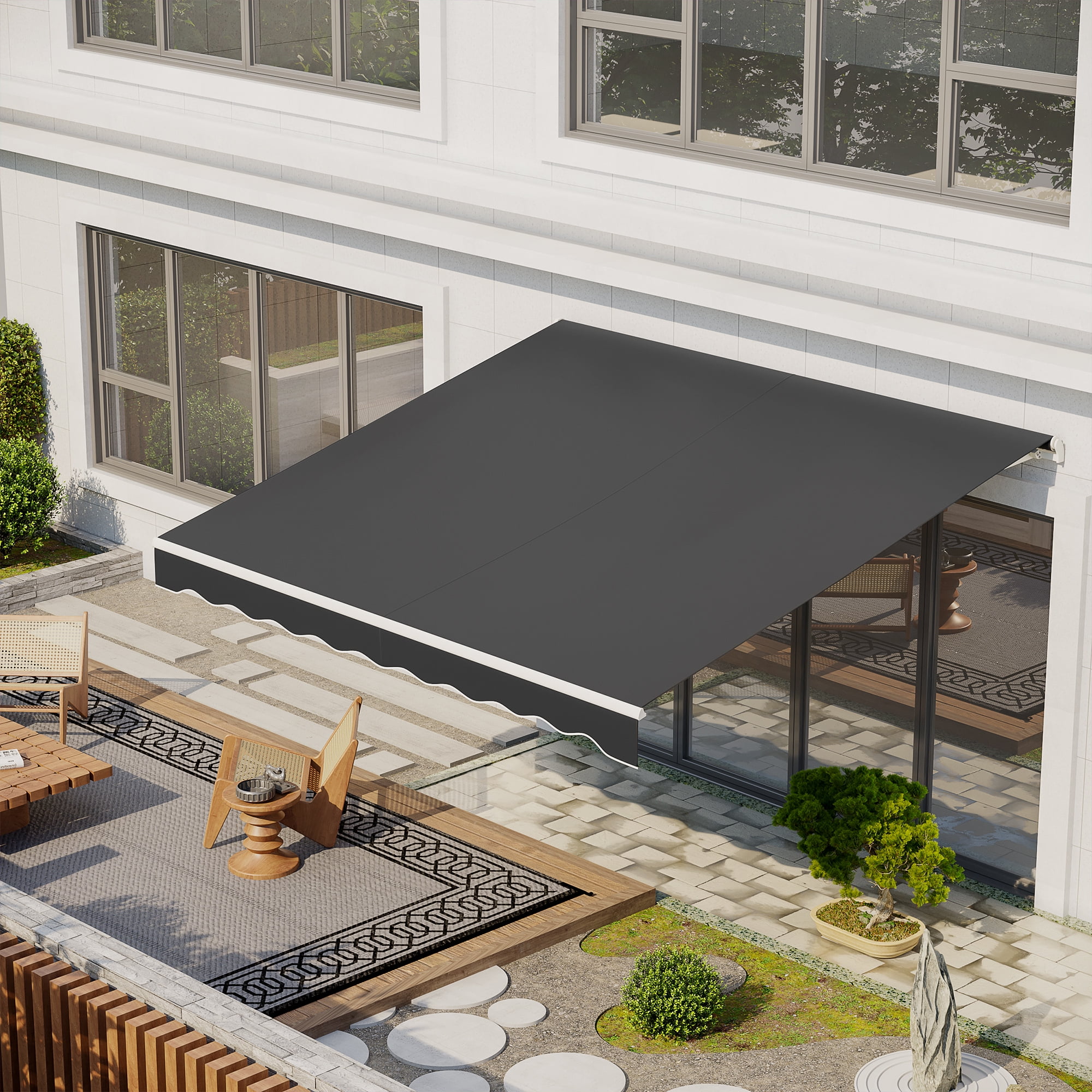 Outsunny 12' x 10' Electric Retractable Awning, Remote Controlled ...