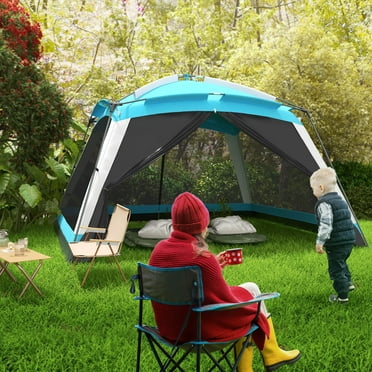 Outsunny Portable Outdoor Camping Screen Tent, 12' x 12' Screen House ...