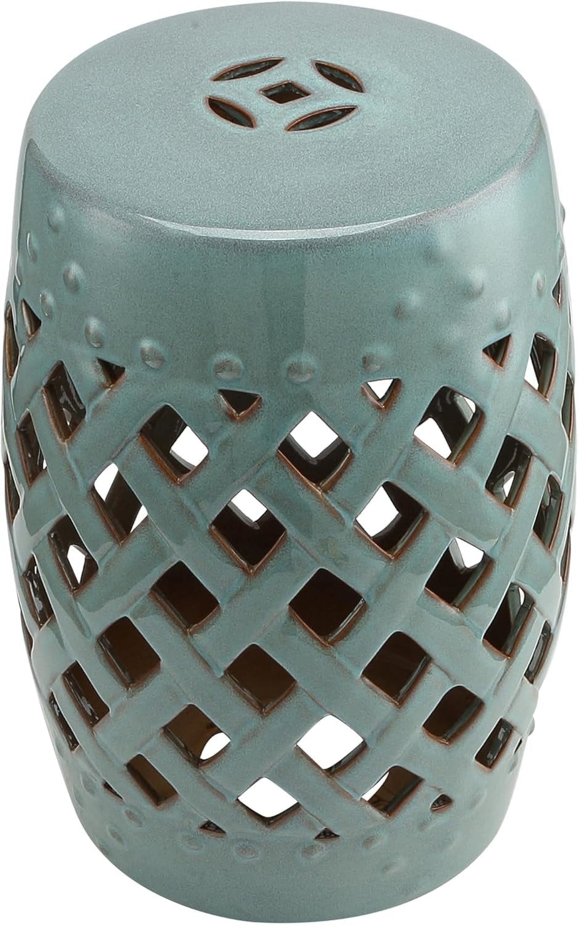 Outsunny 13" x 18" Ceramic Garden Stool with Woven Lattice Design ...