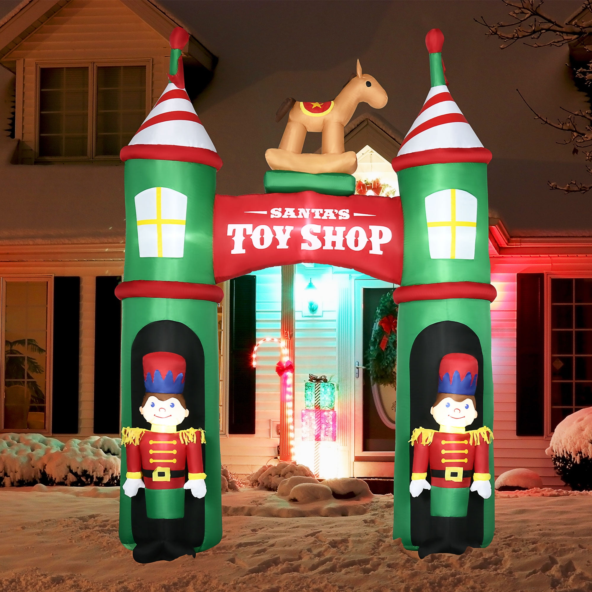 Outsunny 139.75" Christmas Inflatable "Happy Holidays" Archway 2 ...