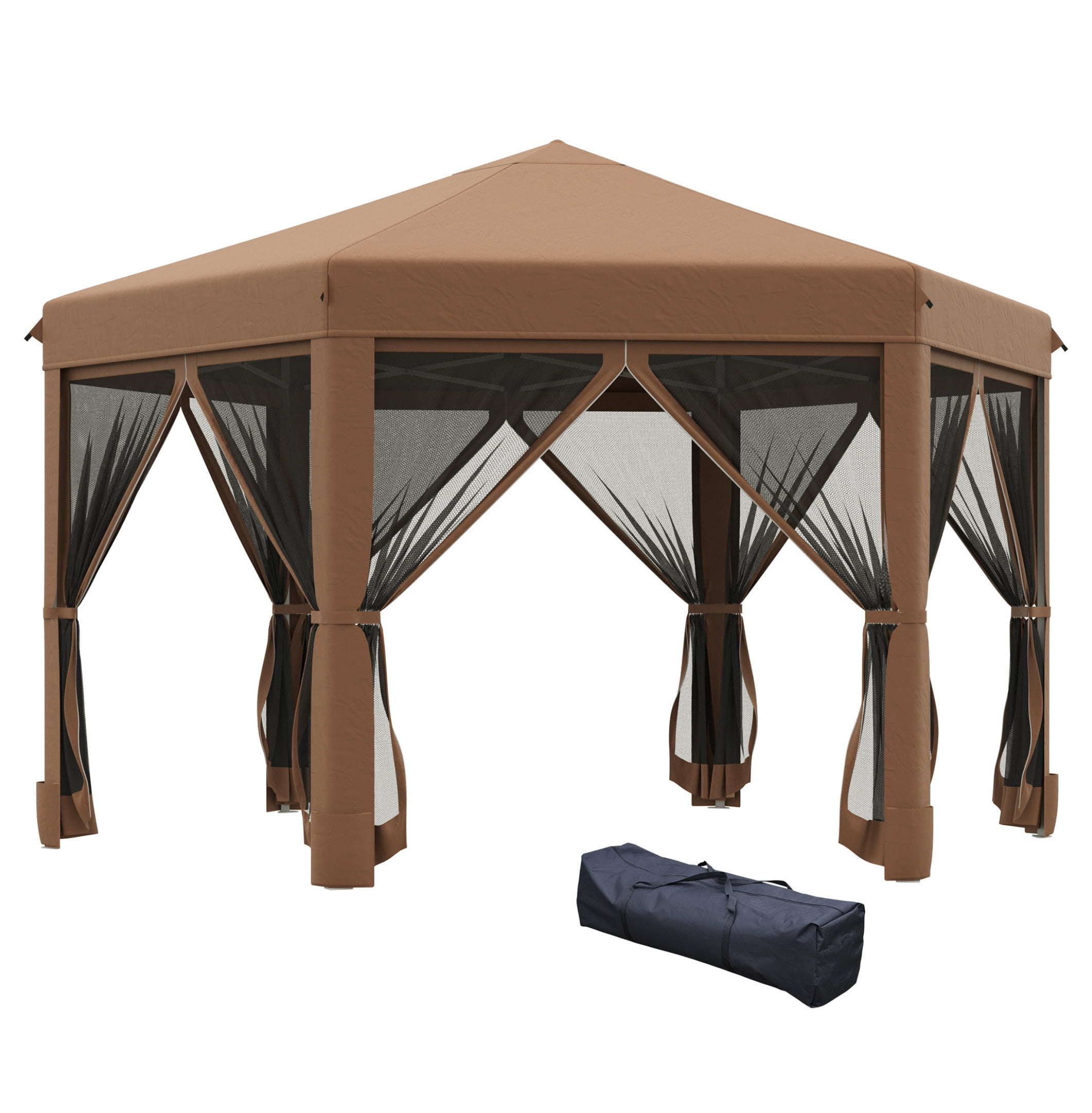 Outsunny 13x11 Hexagonal Pop Up Gazebo, Outdoor Canopy Tent with Mesh ...