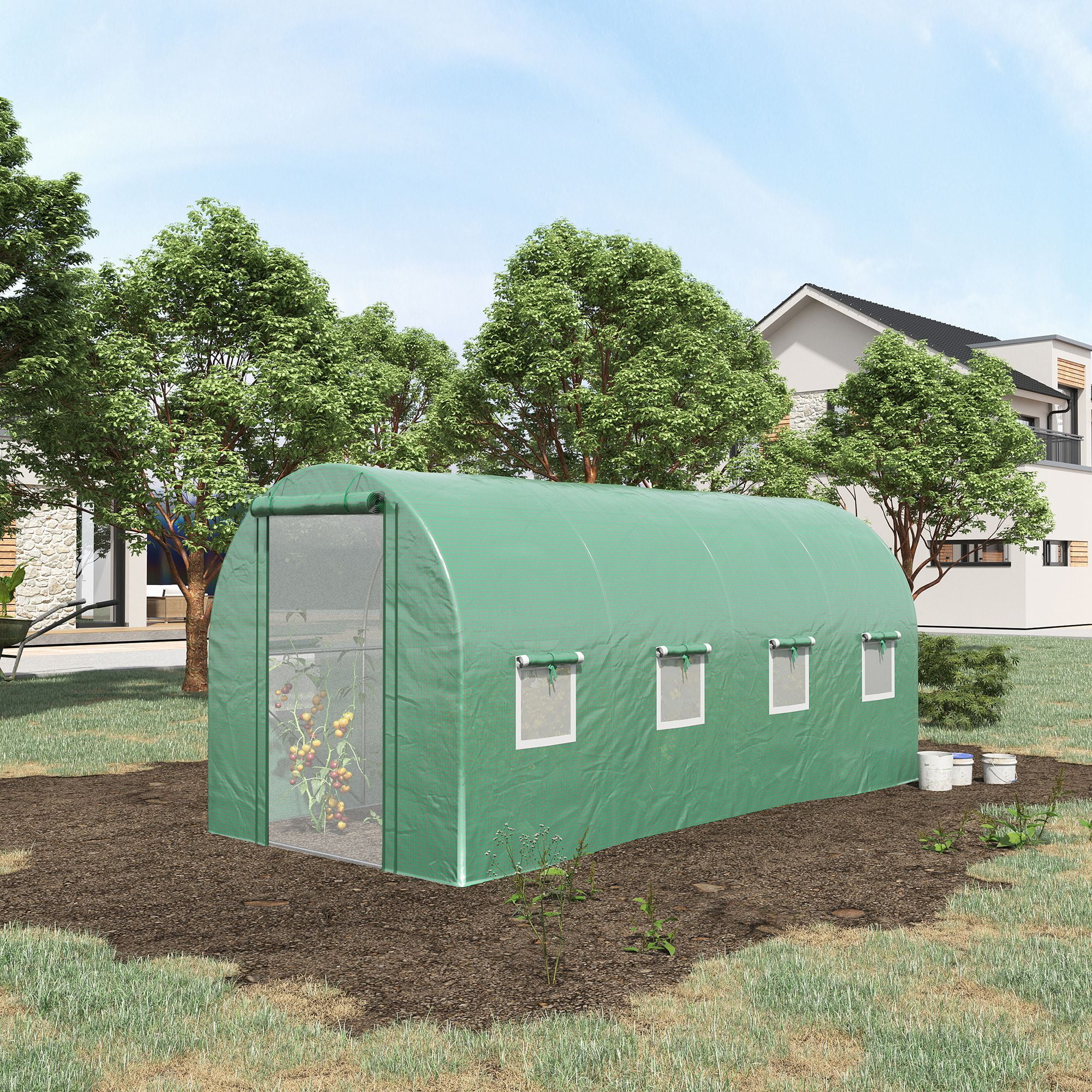 Free Shipping! Outsunny 14.6' x 6.6' x 6.6' Walk-in Hoop Greenhouse ...