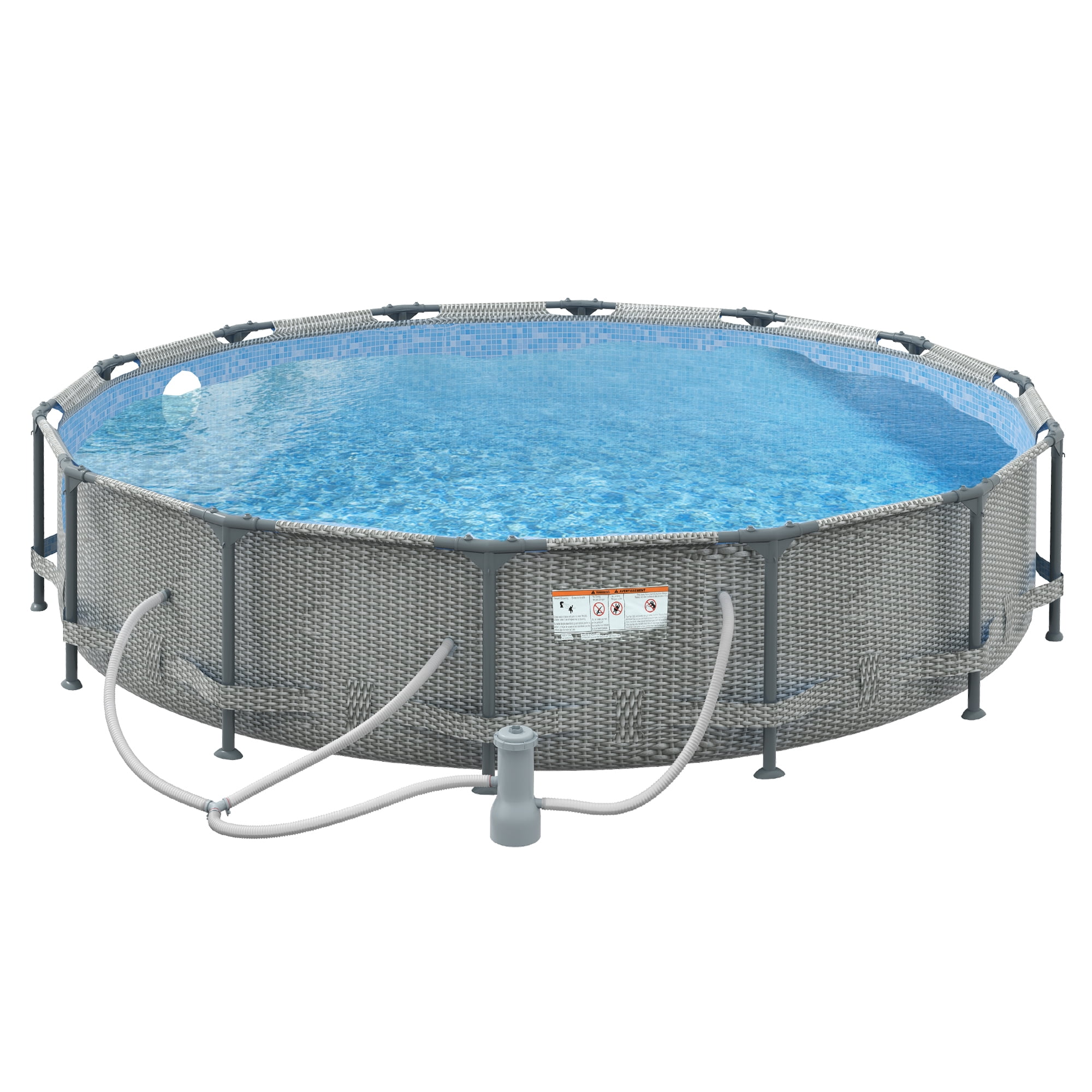 Outsunny 14' Above Ground Pool with Filter Pump, Steel Frame Pool ...