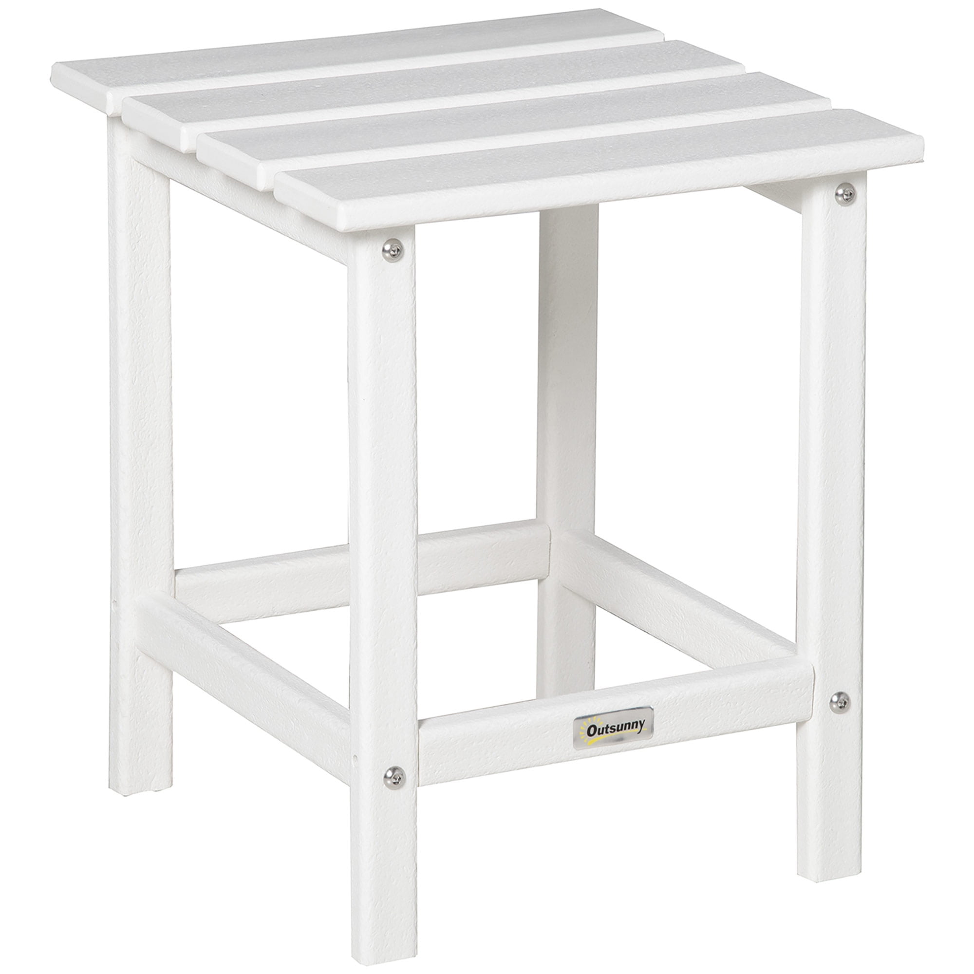 Outsunny 15" Patio End Table, HDPE Plastic, White - Walmart.com