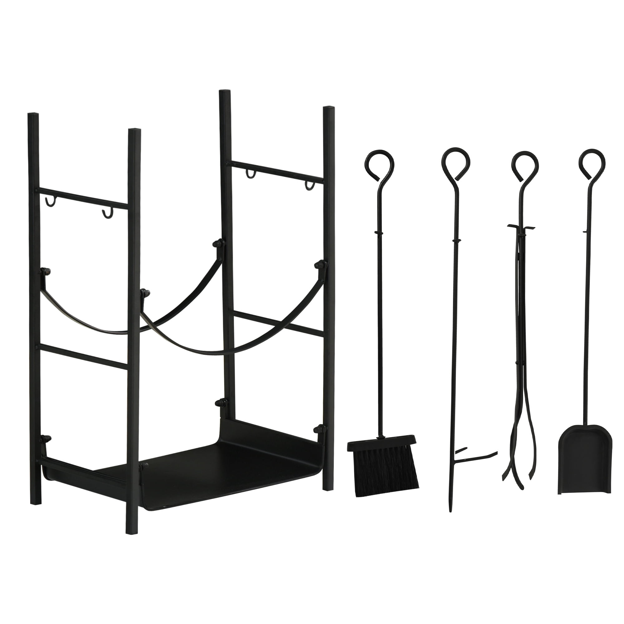 Outsunny 18" 2-Tier Firewood Log Wood Storage Rack & Accessories ...