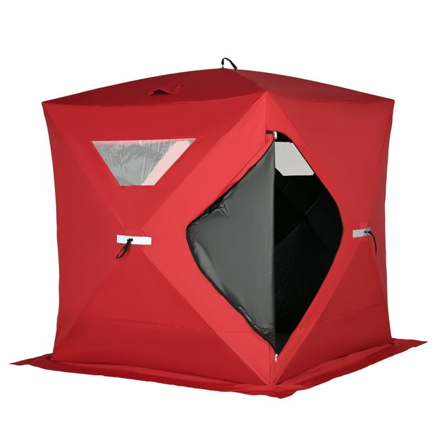 Outsunny 2-4 Person Insulated Ice Fishing Shelter, Pop-Up Portable Ice ...