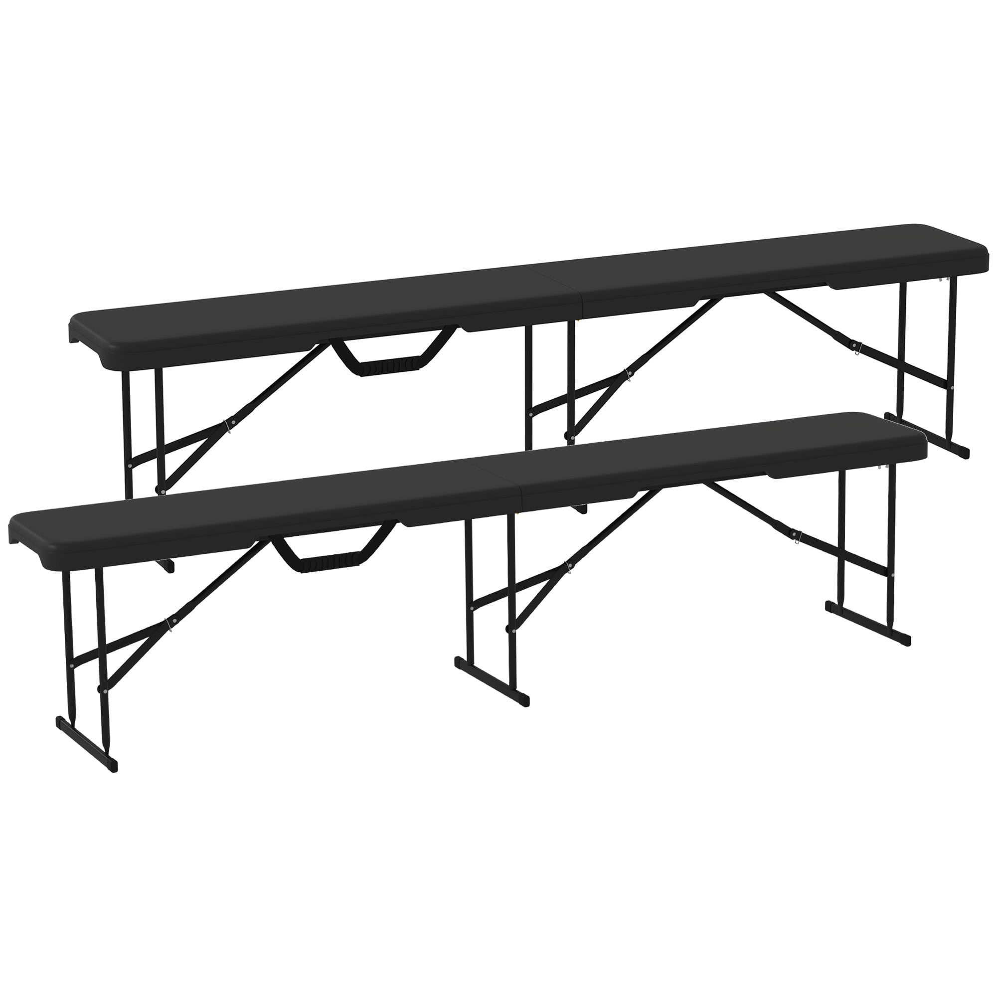 Outsunny 2 Pack 6 ft Plastic Folding Benches, Portable Bench Seats with ...