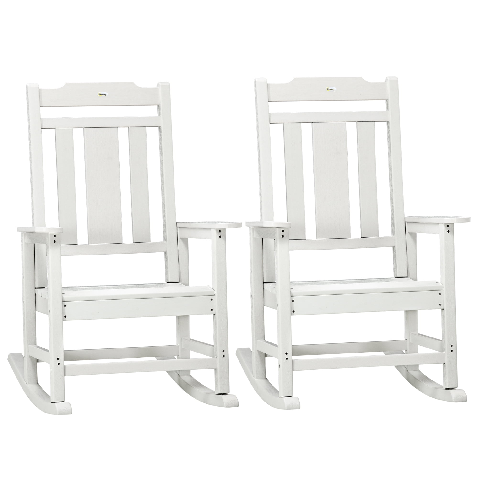 Outsunny 2 Pc Rocking Chairs HDPE Slatted Design, Porch Rocker, Light ...