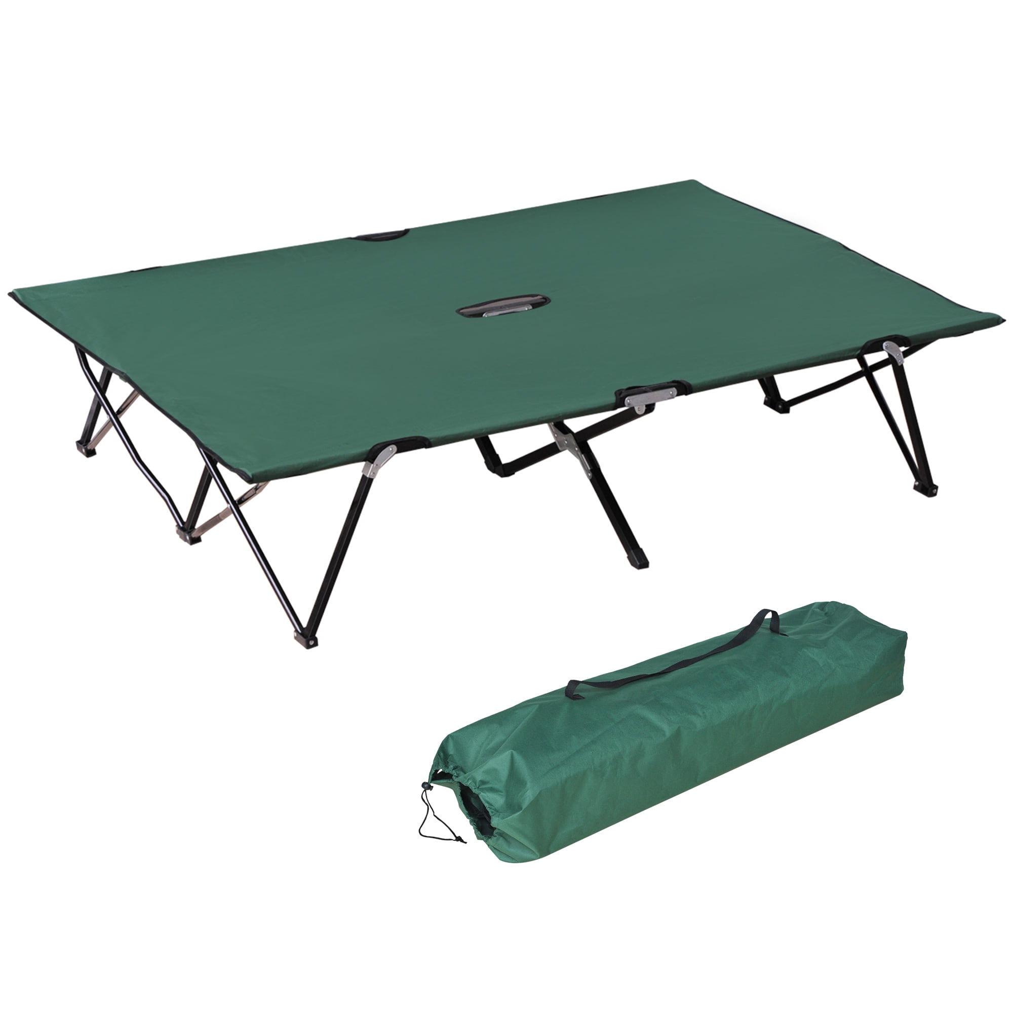 Outsunny 2 Person Folding Camping Cot for Adults,50" Extra Wide Outdoor ...