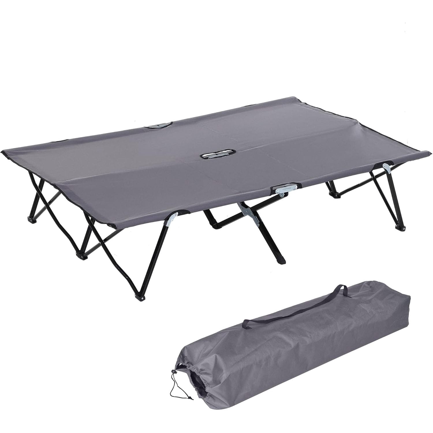 Outsunny 2 Person Folding Camping Cot for Adults, 50" Extra Wide ...