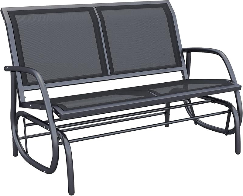 Outsunny 2-Person Outdoor Glider Bench, Patio Double Swing Rocking Chair Loveseat w/Powder ...