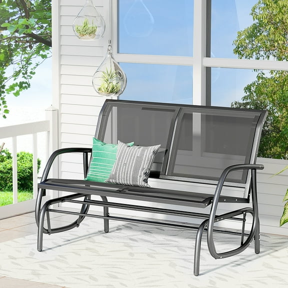 2-Person Outdoor Glider Bench，Patio Glider Loveseat Chair with Powder ...