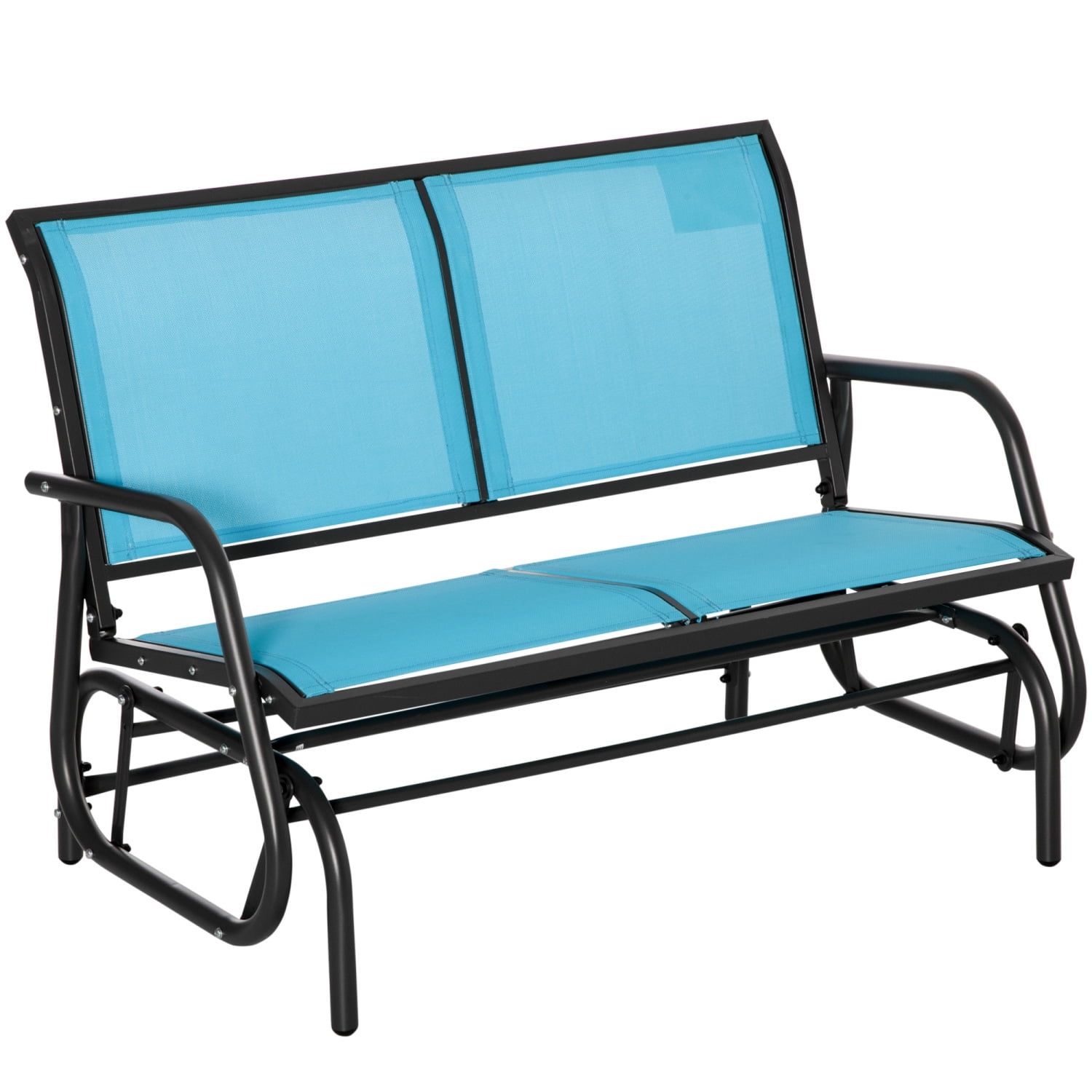 Outsunny 2-Person Outdoor Glider Bench Patio Double Swing Rocking Chair Loveseat w/ Powder ...