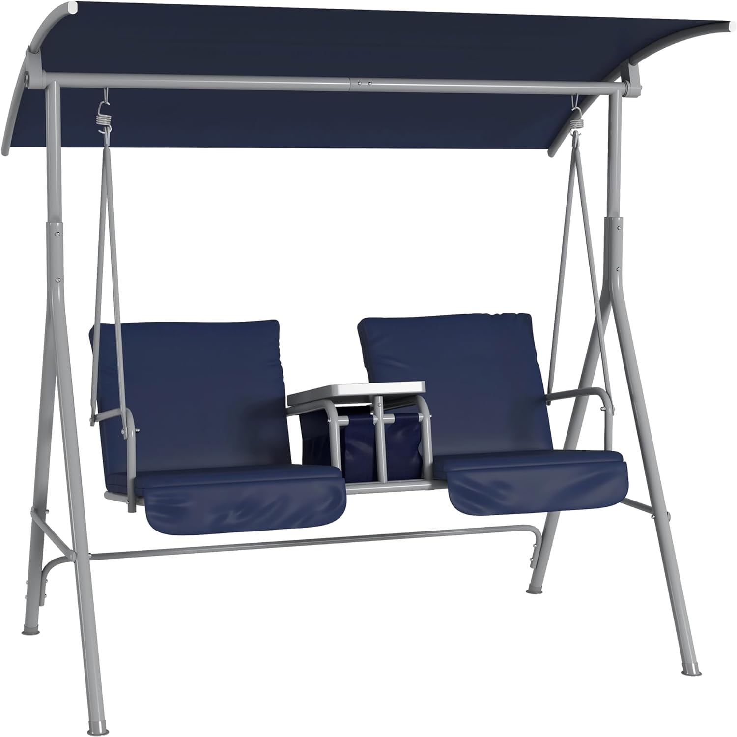Outsunny 2 Person Porch Swing with Stand, Outdoor Swing with Canopy ...