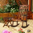 Outsunny 2 Pieces Wood Patio Bistro Set, Outdoor Rocking Chair Set with ...